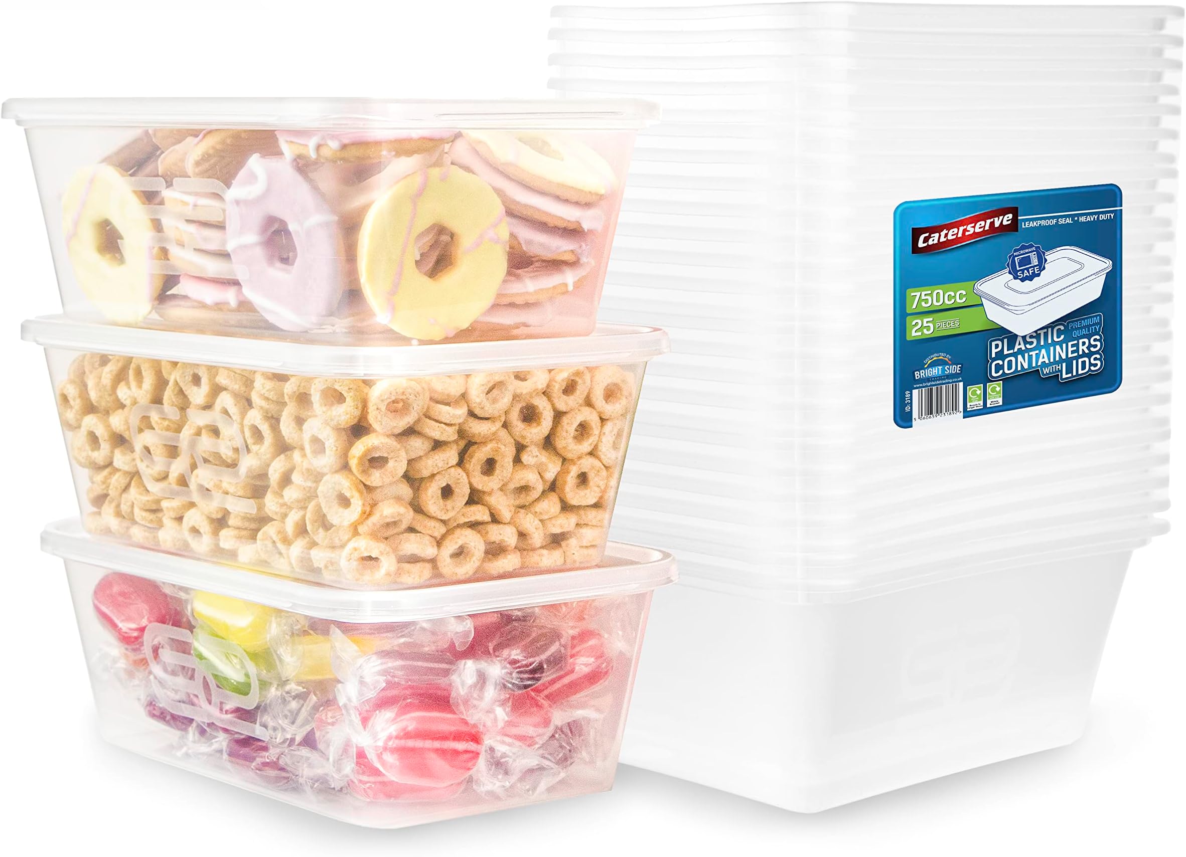 25 Pack Reusable Plastic Containers with Lids (500ml) for Food Storage ...