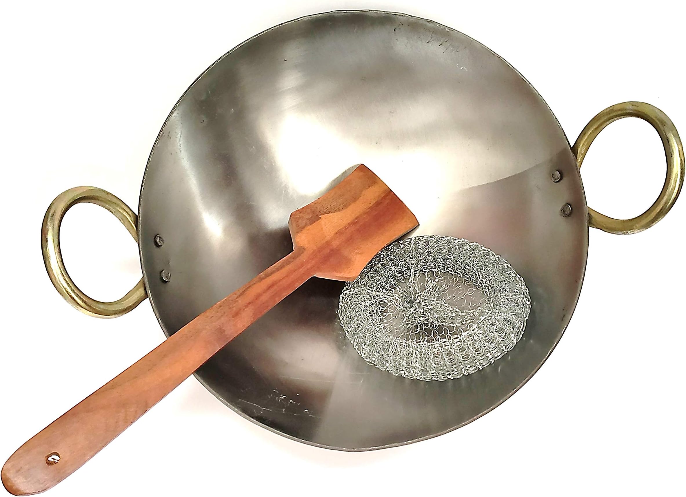 Diamond Steel Iron Kadai with Strong Handles| Loha/Lokhand Black Kadhai ...