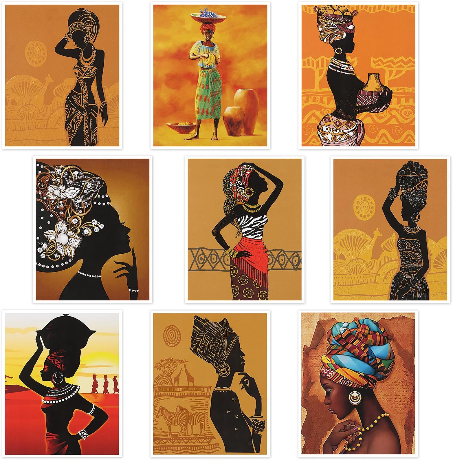 Amazon.com: Tenare 6 Pcs African American Wall Art Painting, Retro ...