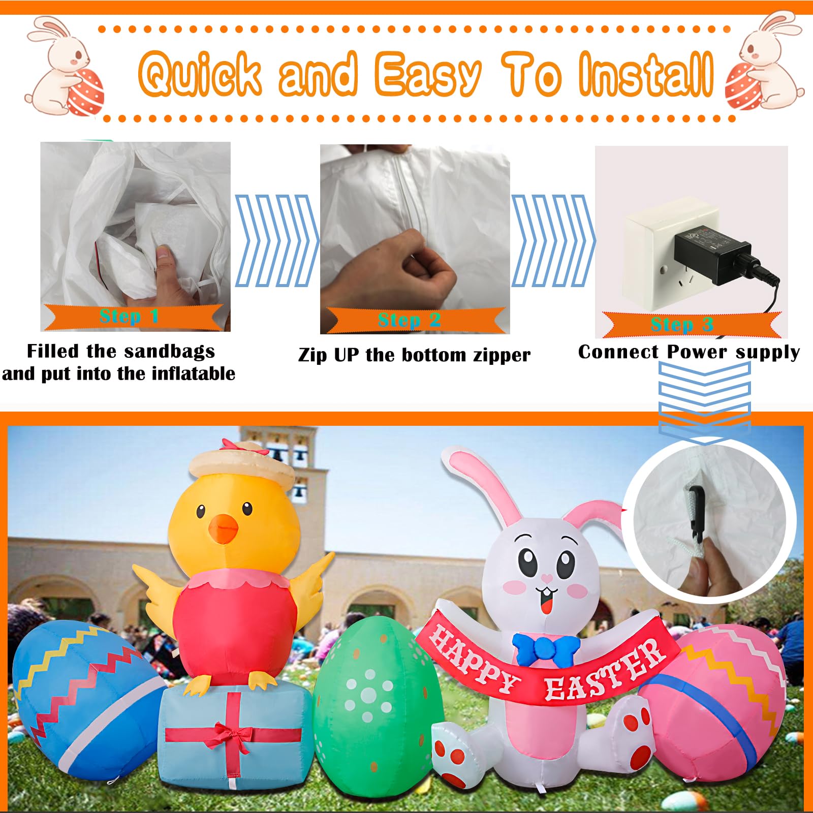 Snapklik.com : Kerithsoco Happy Easter 8.3FT Width Inflatables Rabbit ...