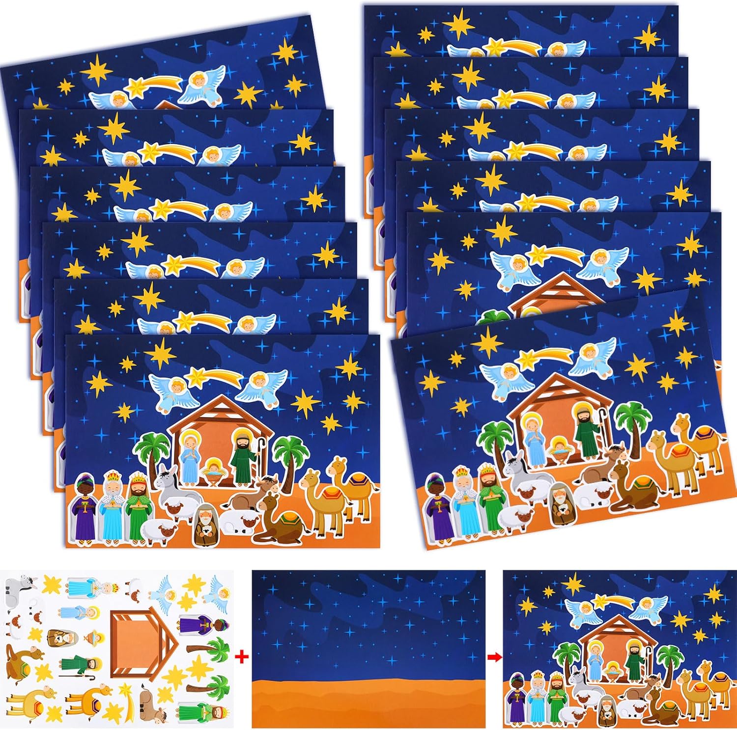 Amazon.com: Yexiya 24 Sheets Christmas Nativity Stickers Make a ...