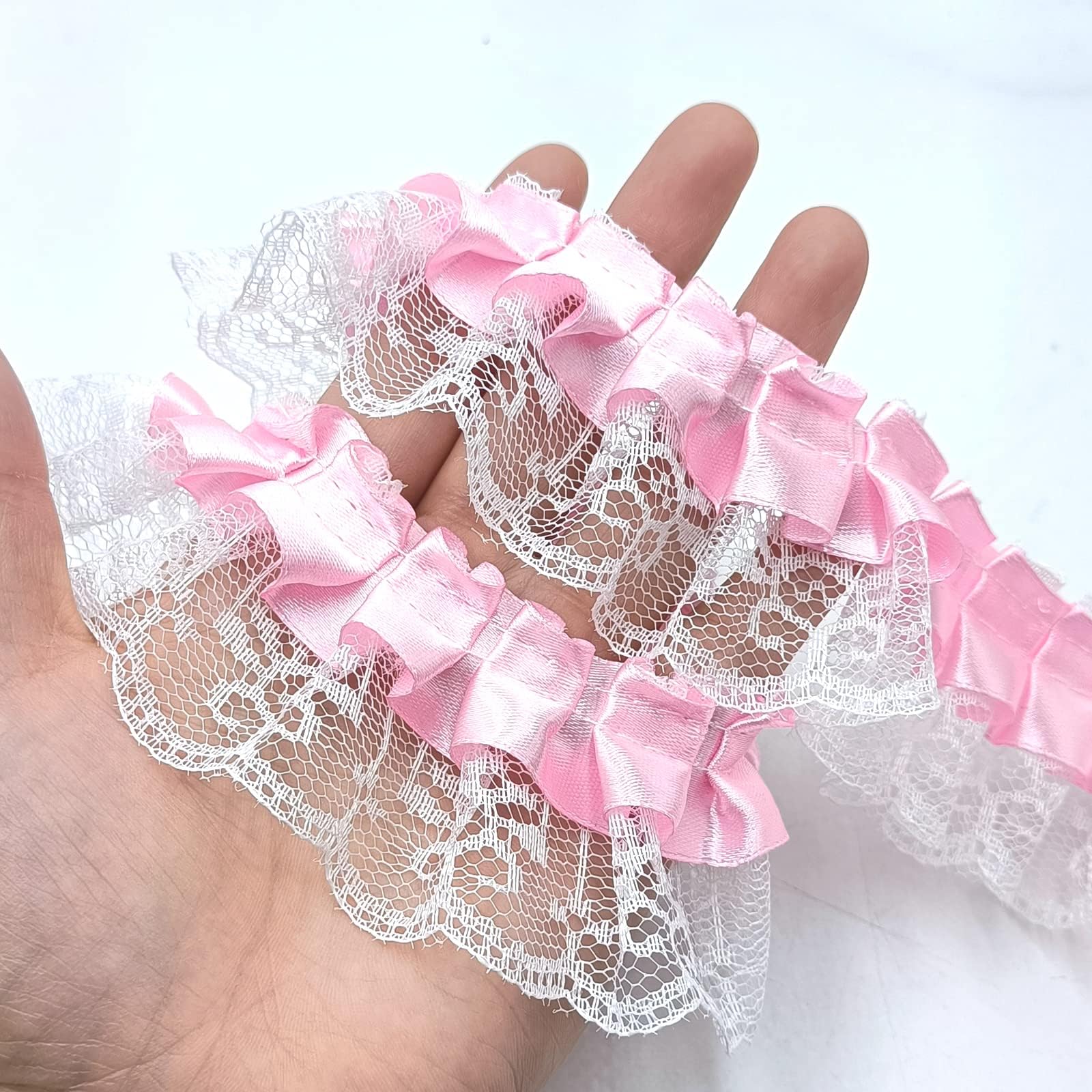 Amazon.com: 5 Yard 2-Layer Quality Pleated Organza Lace Edge Gathered ...