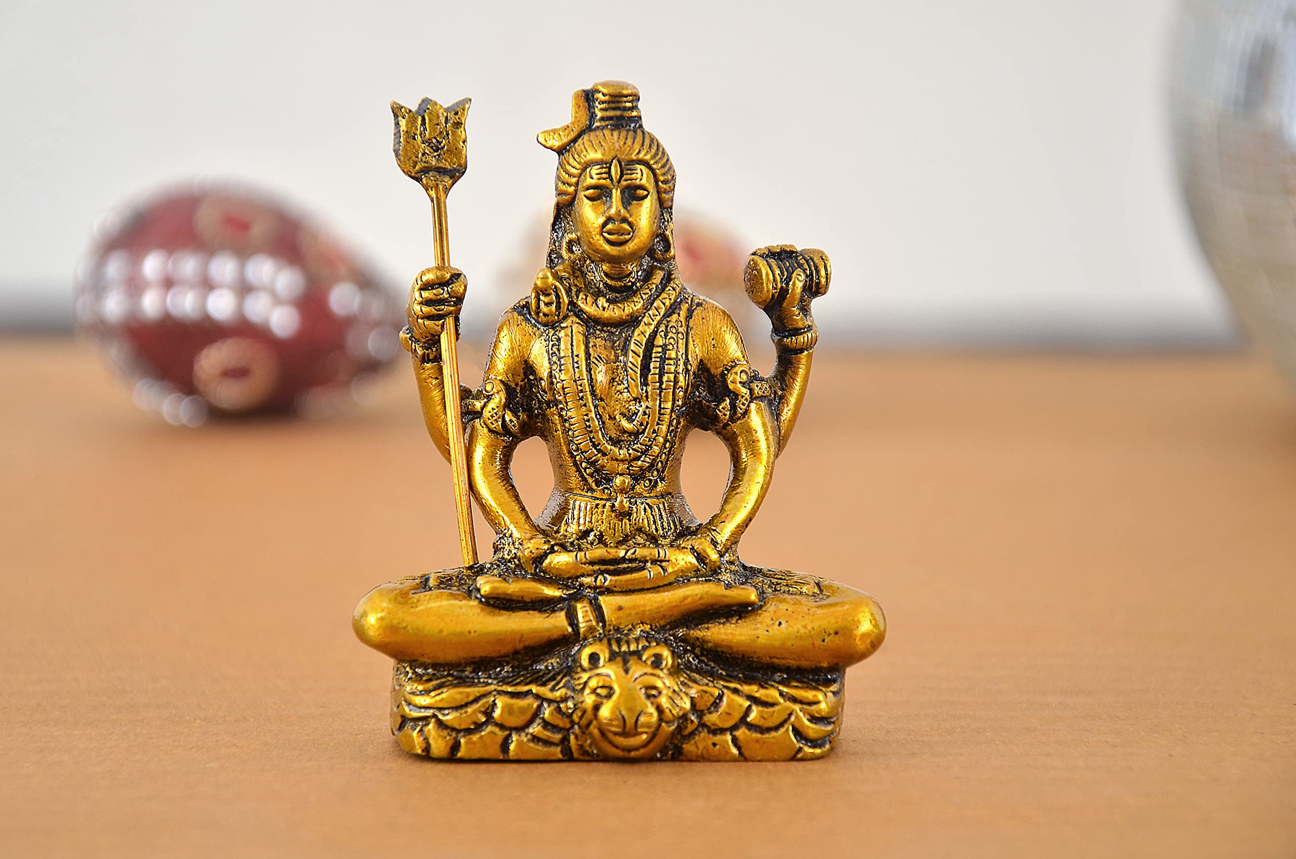 Buy AONA Brass Small Lord Shiva Dhyan Mudra Idol Shiva Statue Height 3 ...