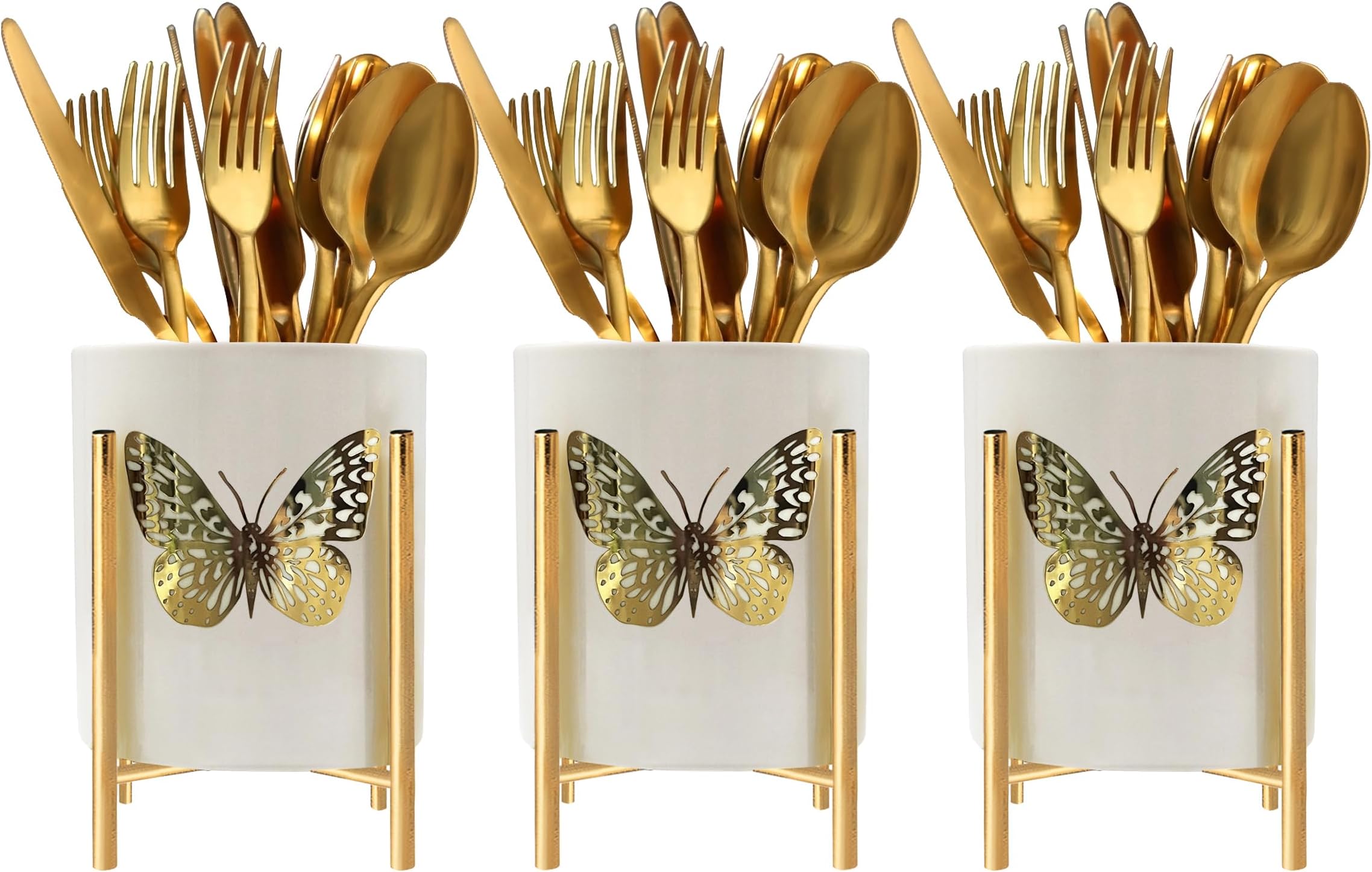 Amazon.com: SIEBOLD Kitchen Utensil Holder,White Ceramic Silverware ...