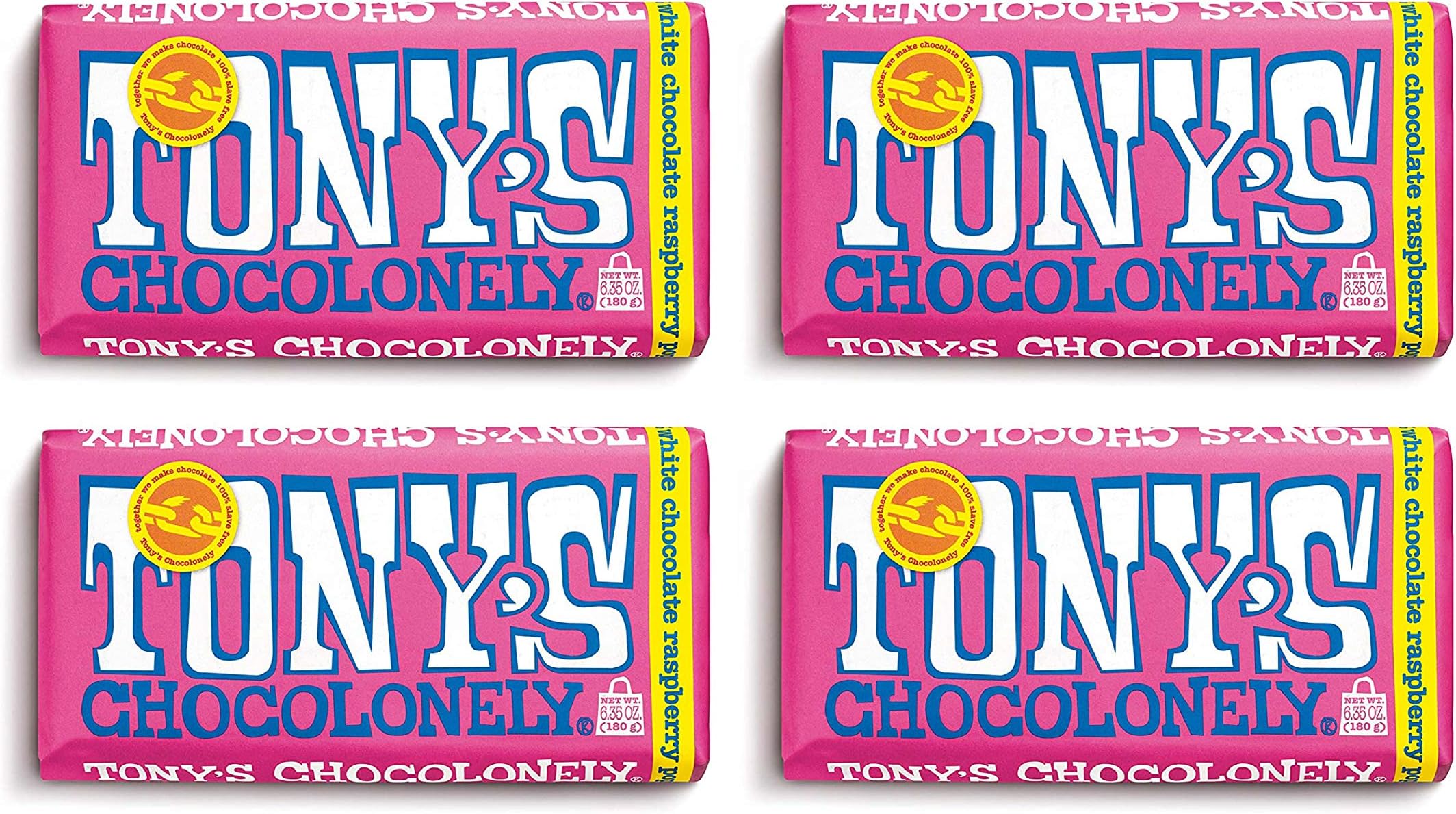 Amazon.com: Tony’s Chocolonely Belgian White Chocolate Raspberry Candy ...