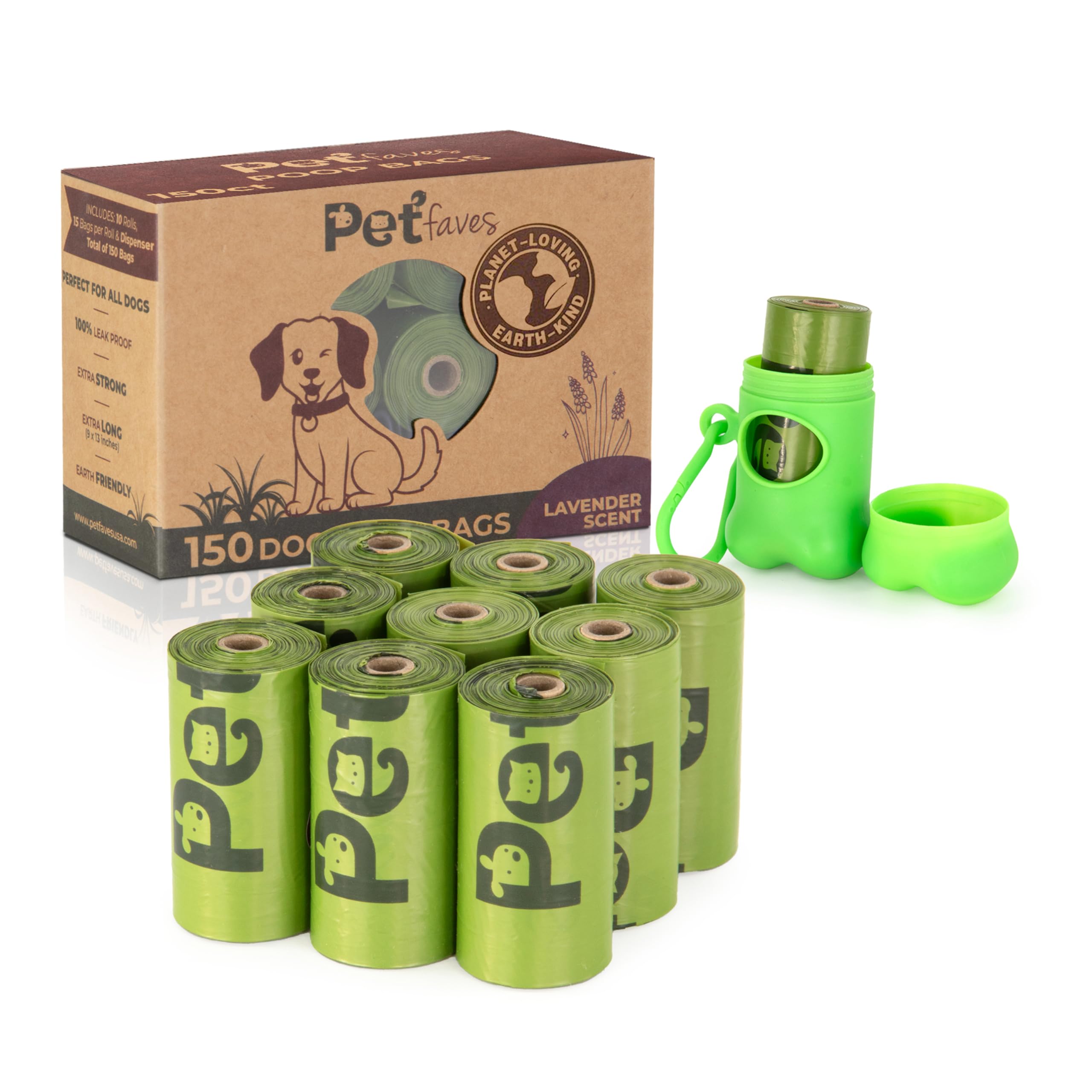 Amazon.com: Pet Faves Eco-friendly Dog Poop Bags -100% Leak-Proof ...