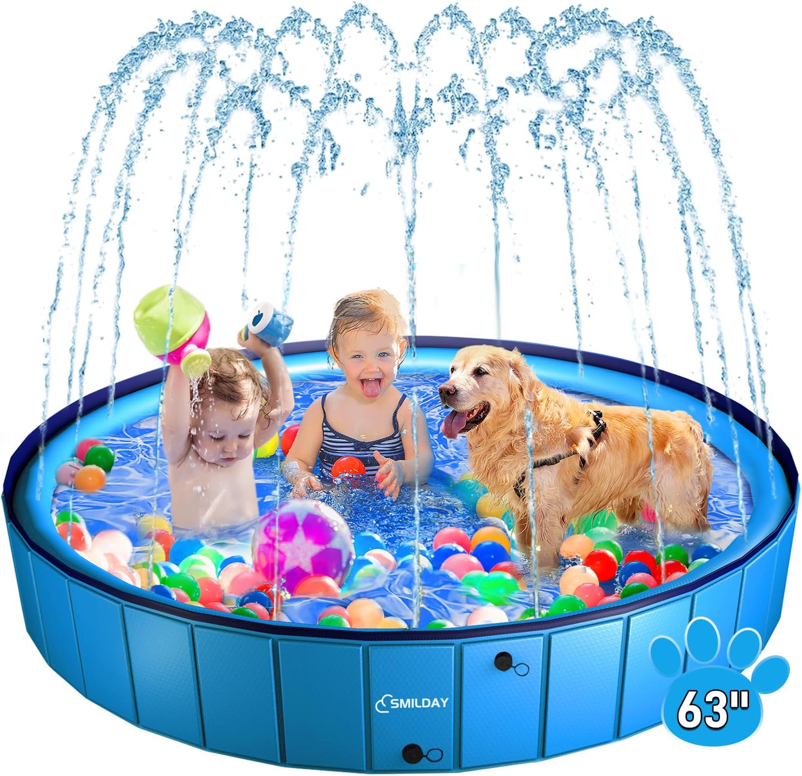 Amazon.com: Foldable Dog Pool, Sprinkler Pool for Kids,Non-Slip Kids ...