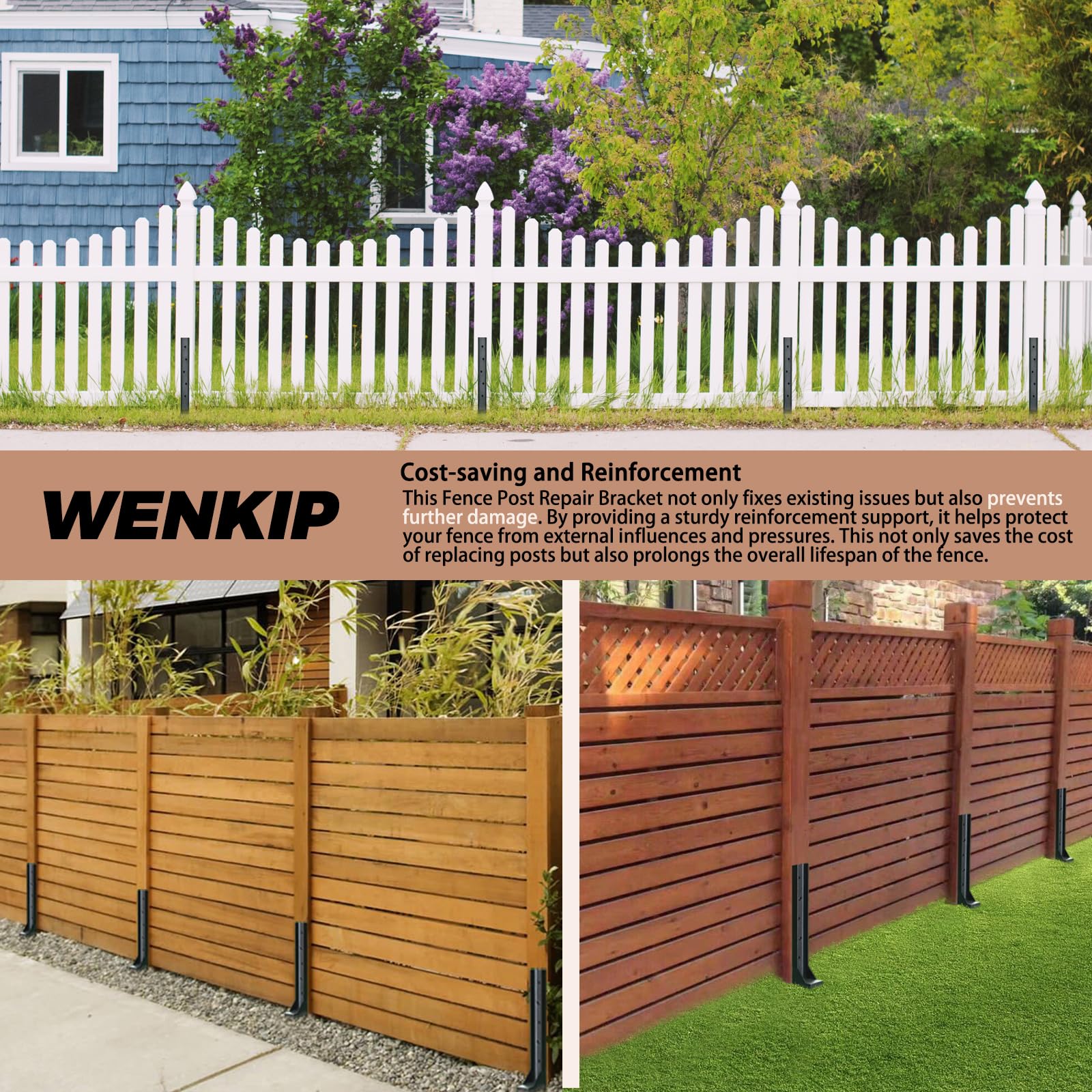 Fence Post Repair Steel Stakes: Anchor Ground Spike 2 Pack Support ...