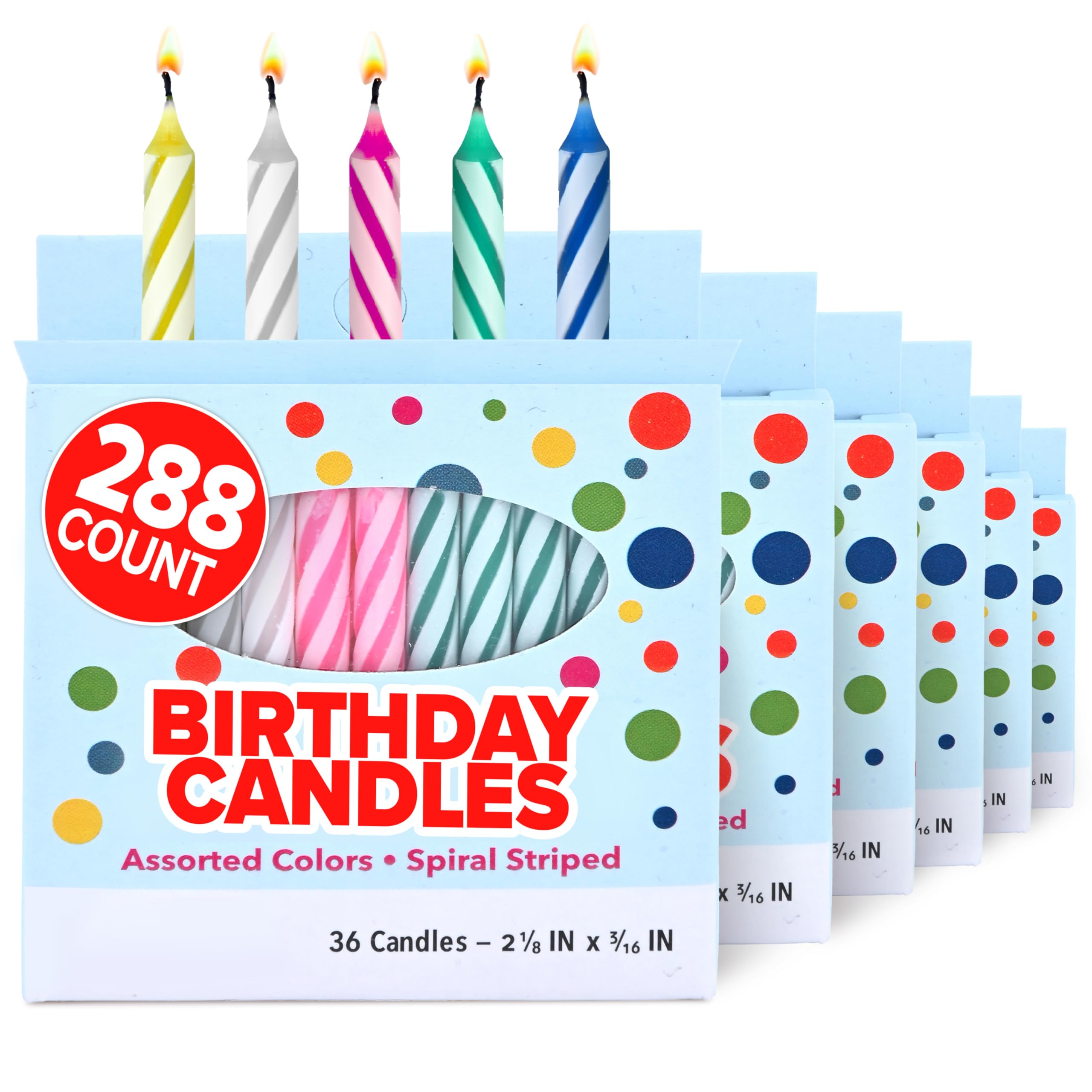 Amazon.com: 288 Count Birthday Candles, Multi-Color Spiral Candles Bulk ...