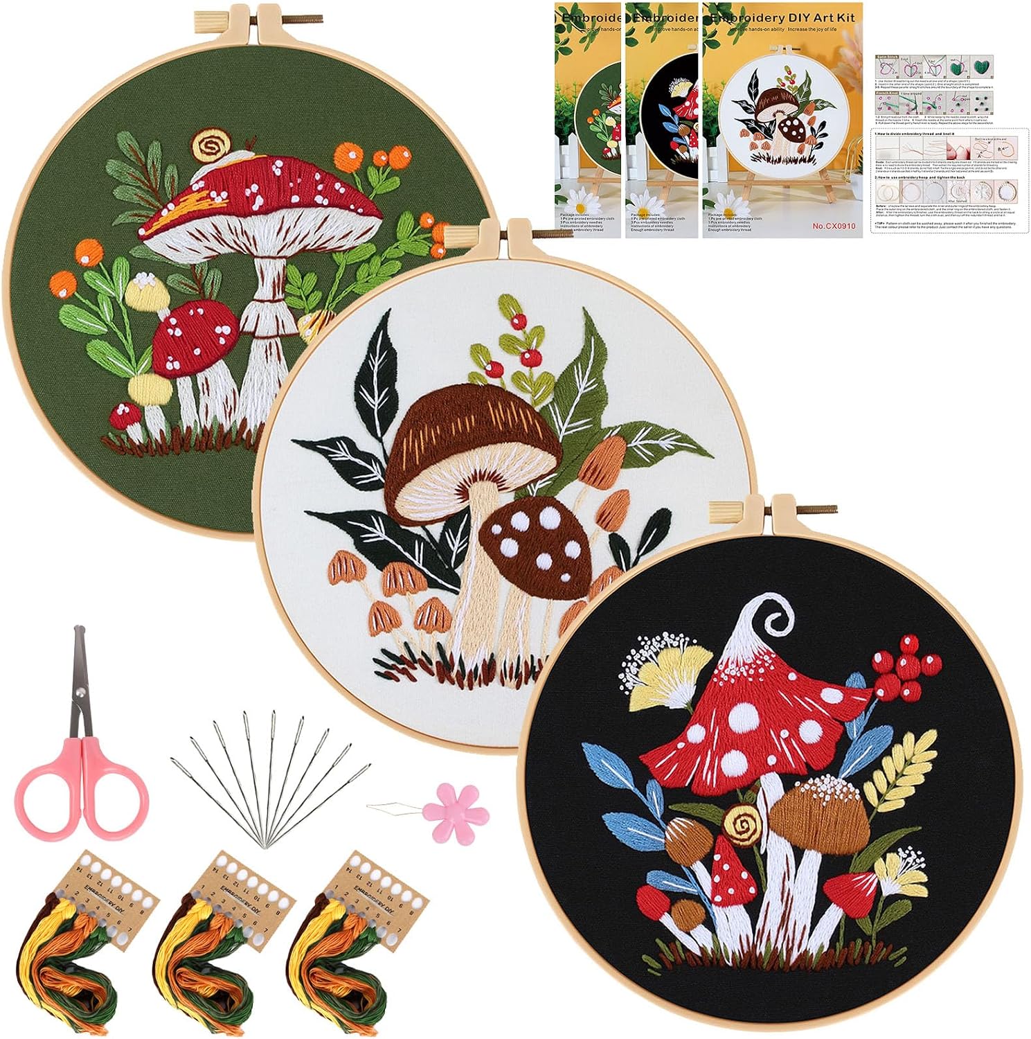 Amazon.com: ojindiy Embroidery Kits for Beginners Adults 3 Packs ...