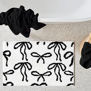 Amazon.com: Moody Black Bow Bath Mat for Bathroom Non Slip, 20x32 Cute ...