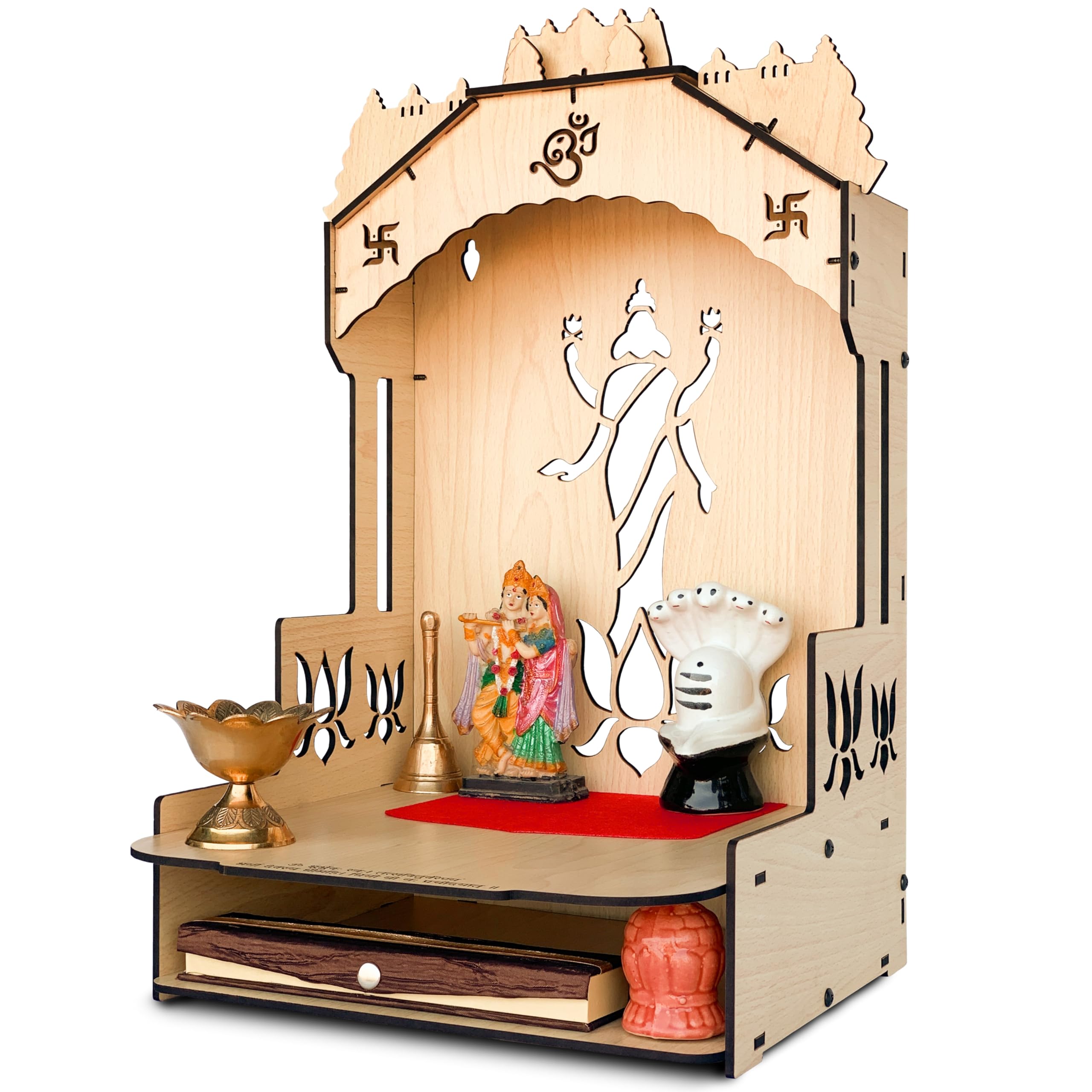 Townside® Moksha Temple Wooden Pooja Mandir for Home & Office, Puja ...