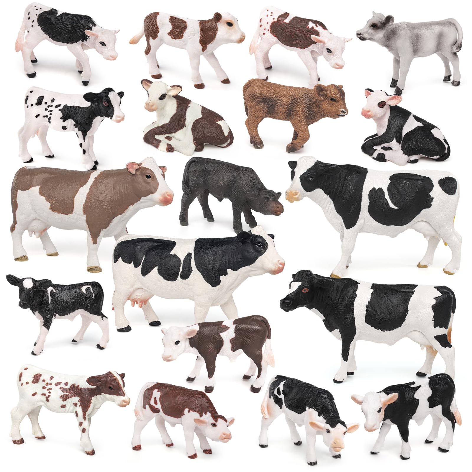 Amazon.com: LC JoyCre Cow Figure Toys 19PCS Realistic Big Cows ...