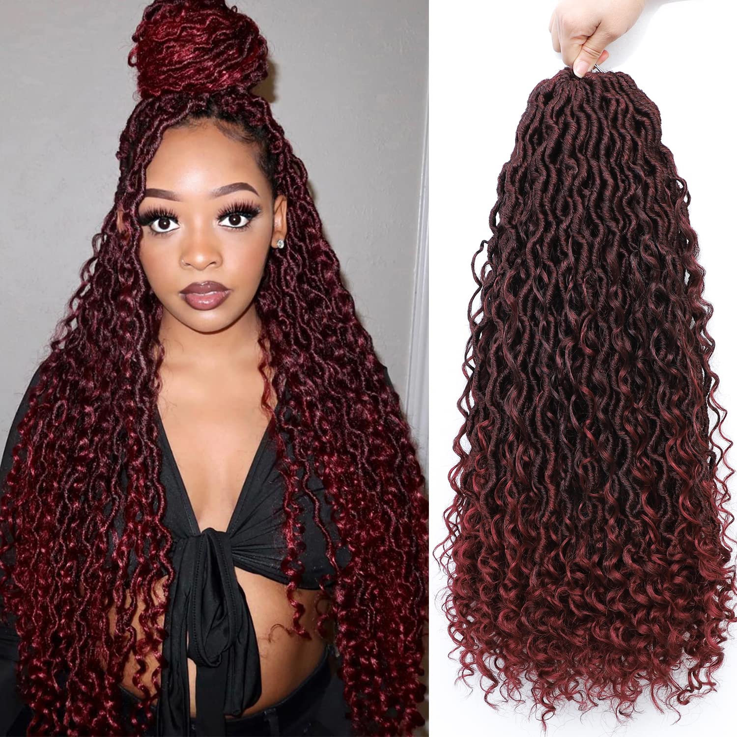 Buy 22inch Curly Faux Locs Crochet Hair Goddess Locs Crochet Hair ...