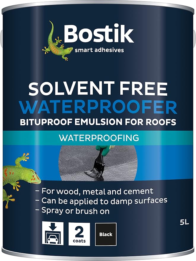 Bostik Solvent Free Waterproofer 5L - Flexible Bitumen Emulsion for use ...