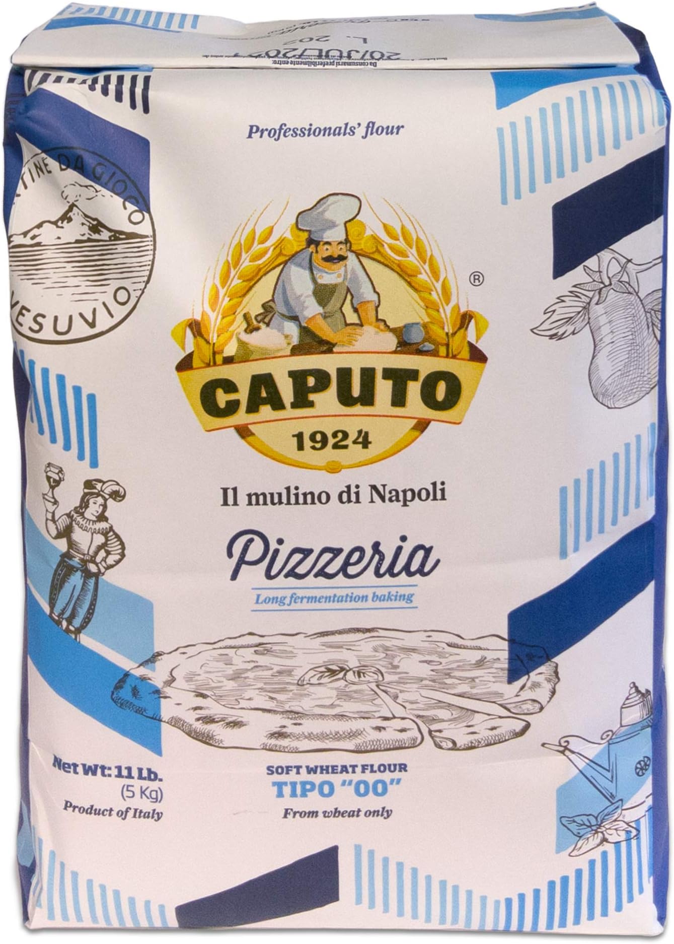 Amazon.com : Antimo Caputo Pizzeria Flour Blue, 11 Pound (5Kg) Bag ...