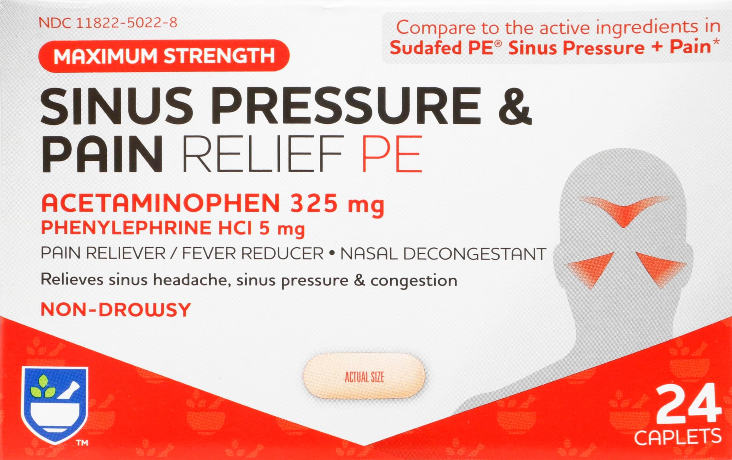 Amazon.com: Rite Aid Sinus Pressure and Pain Reliever PE, Non-Drowsy ...
