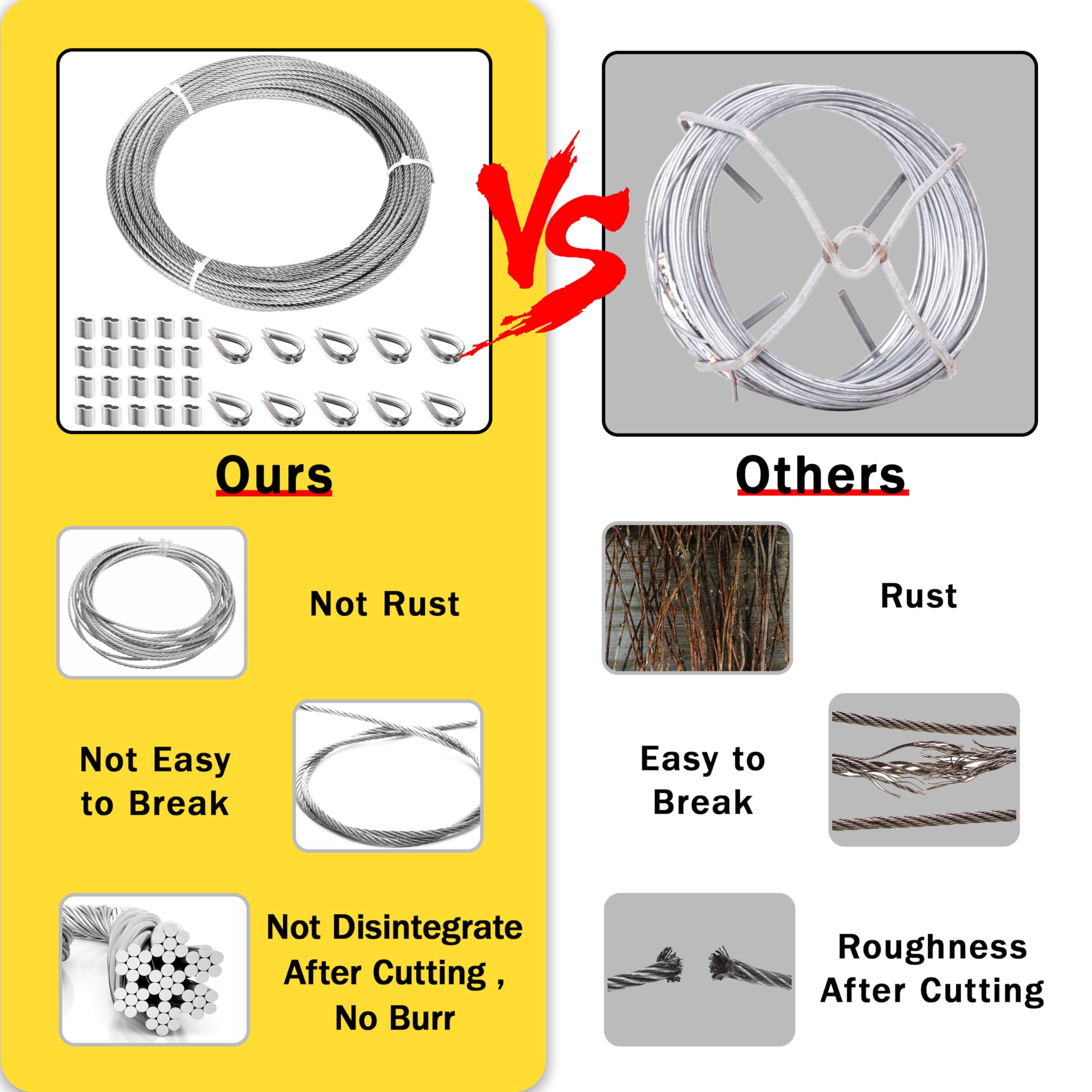 Snapklik.com : Wire Rope Kit 1/8" Stainless Steel Cable, 98.5FT Wire ...