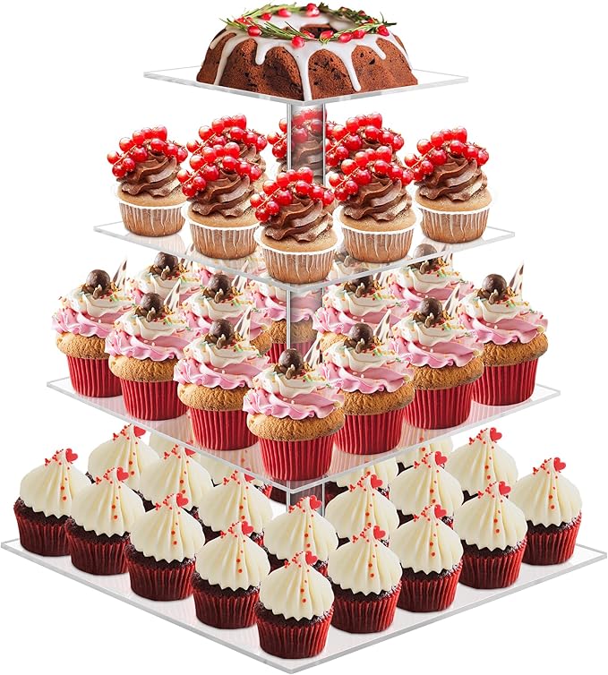 Amazon.com: Cupcake Stand, 4 Tier Cupcake Stands for 52 Cupcakes ...