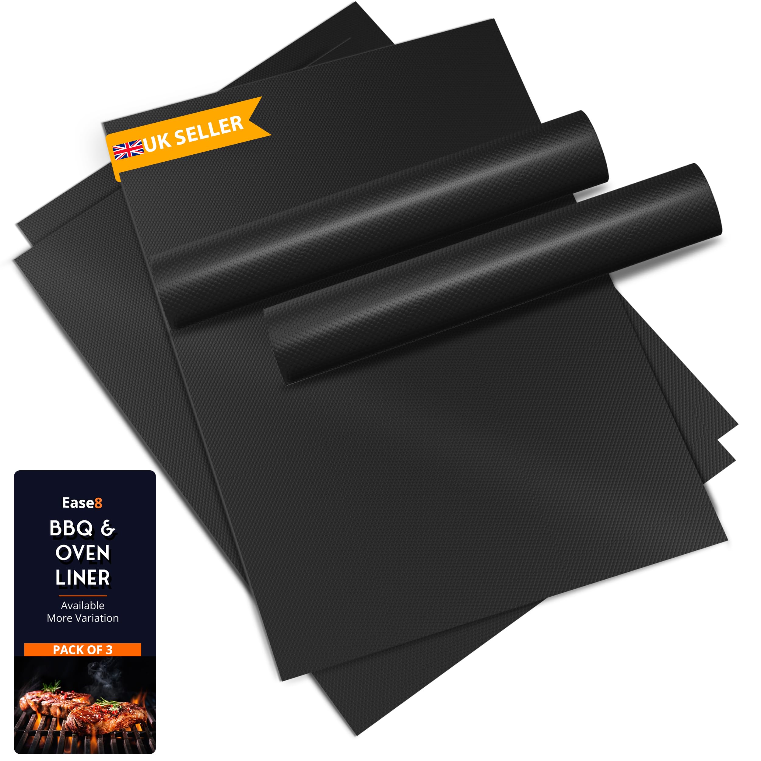 Large Oven Liners & BBQ Mats Pack of 3-Extra Thick 0.30 mm Heavy Duty ...