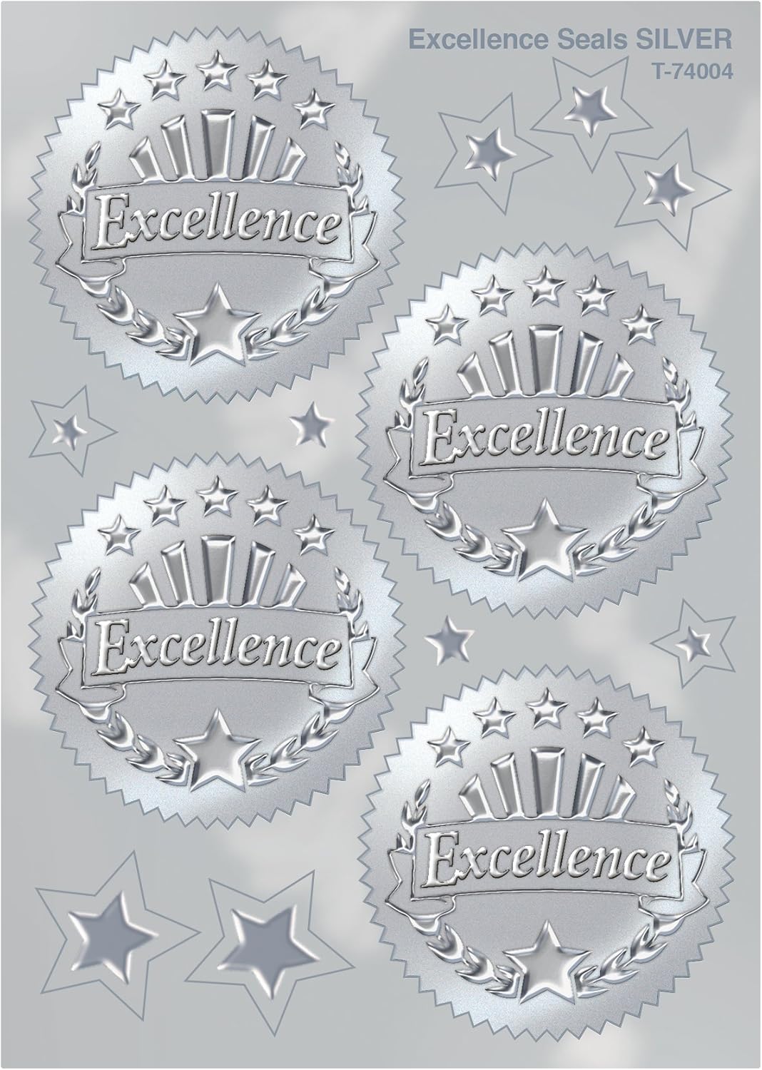 Excellence (Silver) Award Seals Stickers - 4 Stickers per Sheet, 8 ...