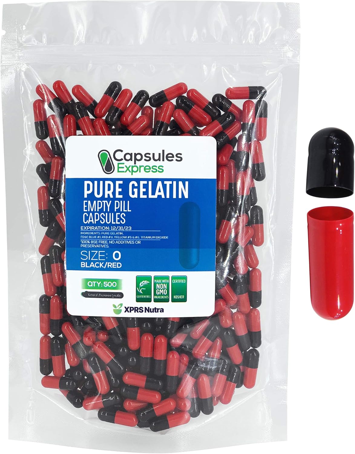 Amazon.com: XPRS Nutra Size 0 Empty Capsules - 500 Count Empty Gelatin ...