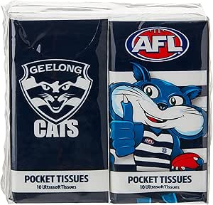 AFL Geelong Mascot Pocket Tissues (Pack of 4) : Amazon.com.au ...