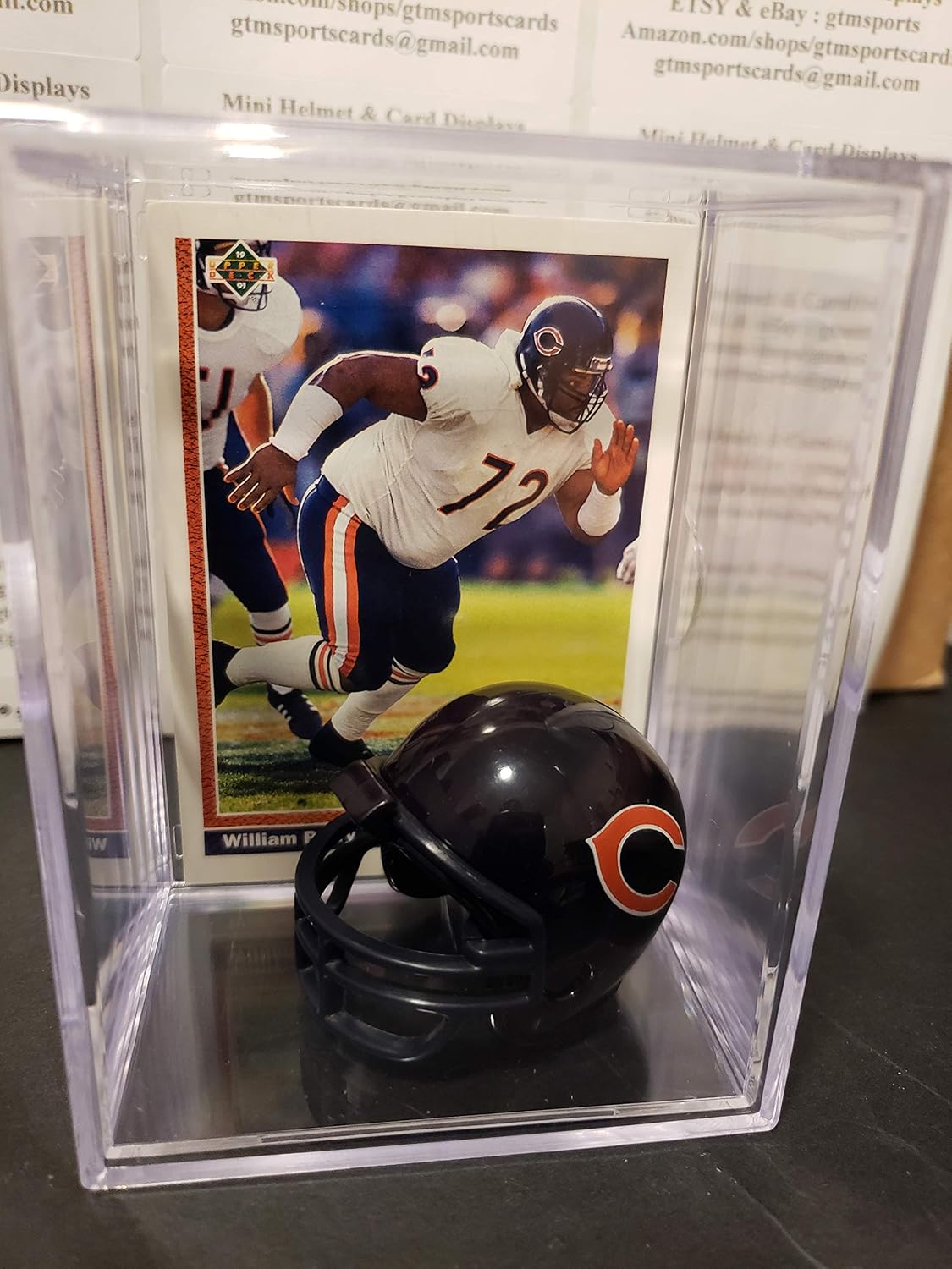Amazon.com: William Perry Chicago Bears Mini Helmet Card Display Case ...
