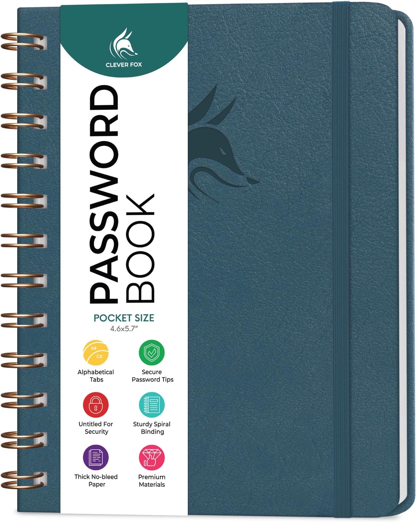 Amazon.com : Clever Fox Password Book Spiral – Mini Internet Address ...