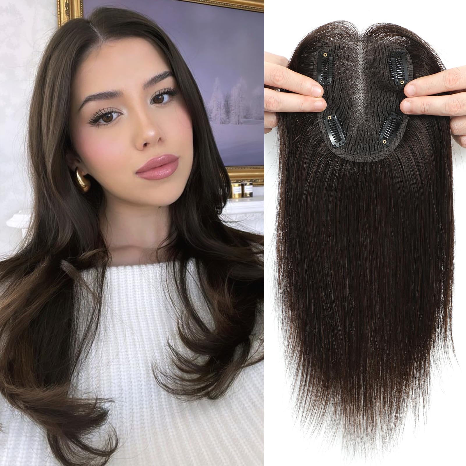 Amazon.com : VASILIA Hair Toppers for Women Real Human Hair 120% ...