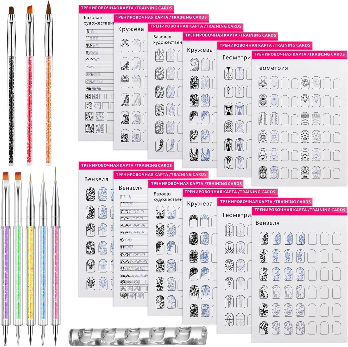 Amazon.com : MOLILON Nail Art Practice Book with 8pcs Acrylic Nail ...