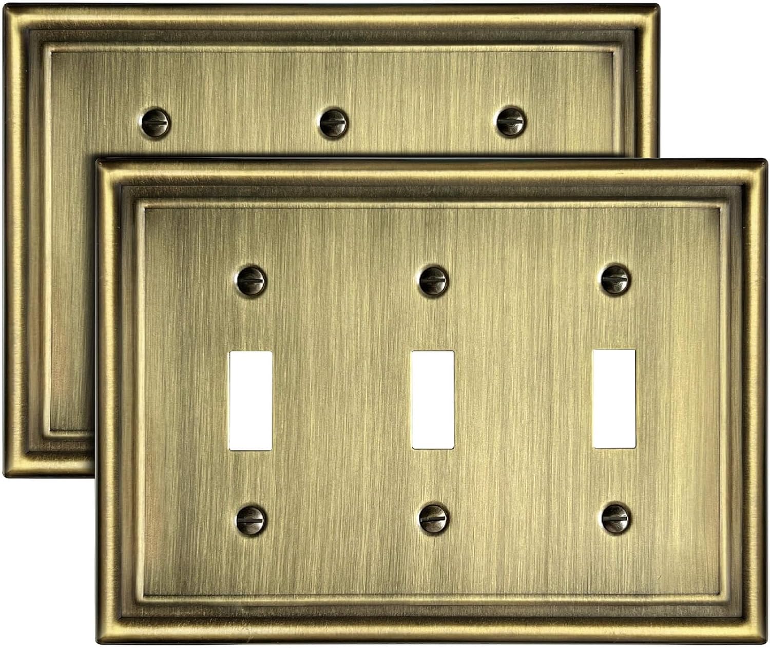 ZILLSEA Triple Toggle Wall Plates, Metal Light Switche Covers, Antique ...