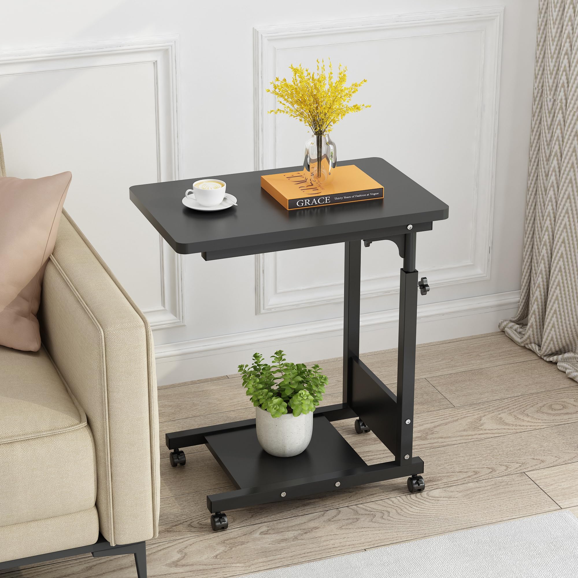 Furist Adjustable Height C Table Sofa Side Bedside Table with Wheels ...