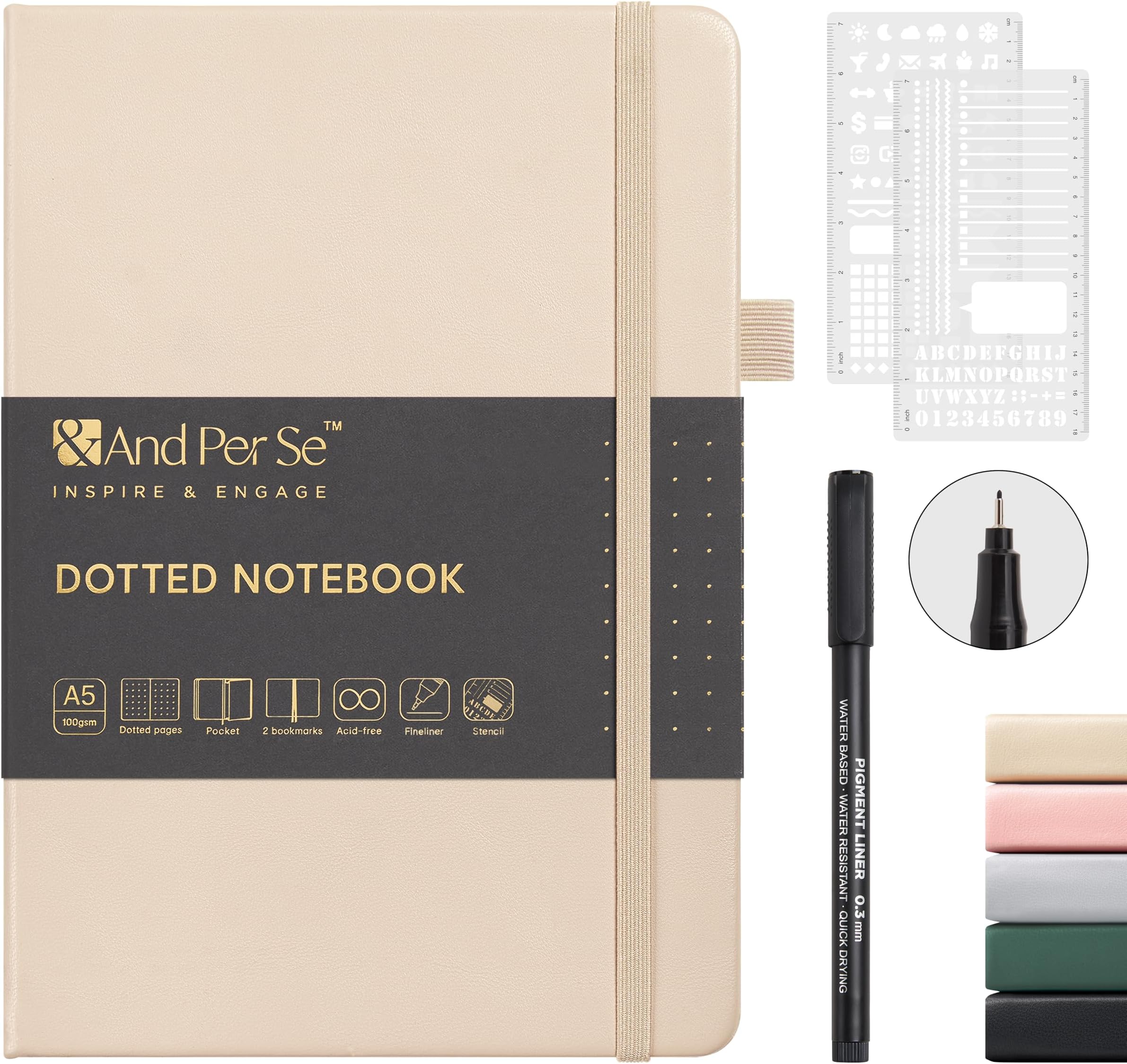 Amazon.com : &And Per Se Dotted Journal Notebook, A5 Hardcover Leather ...