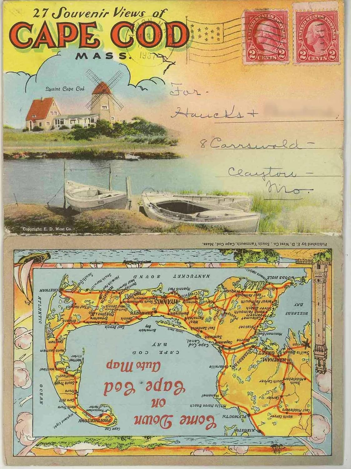 Cape Cod Massachusetts - 1937 Souvenir Postcard Folder #D-1098 at ...