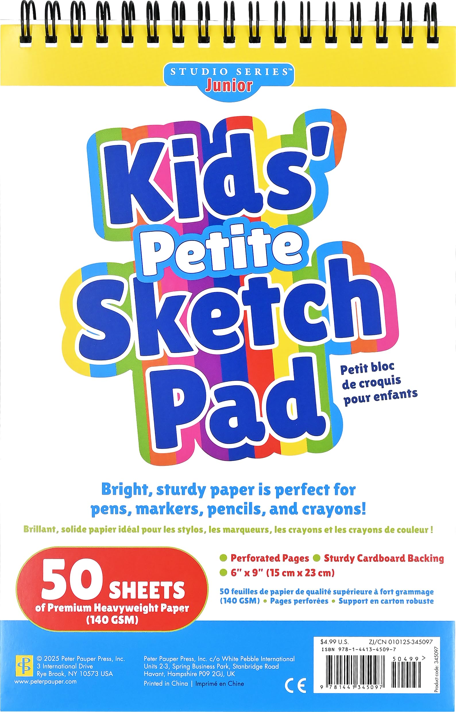 Studio Series Jr. Kids' Portable Sketch Pad 6 x 9 inches (50 perforated ...