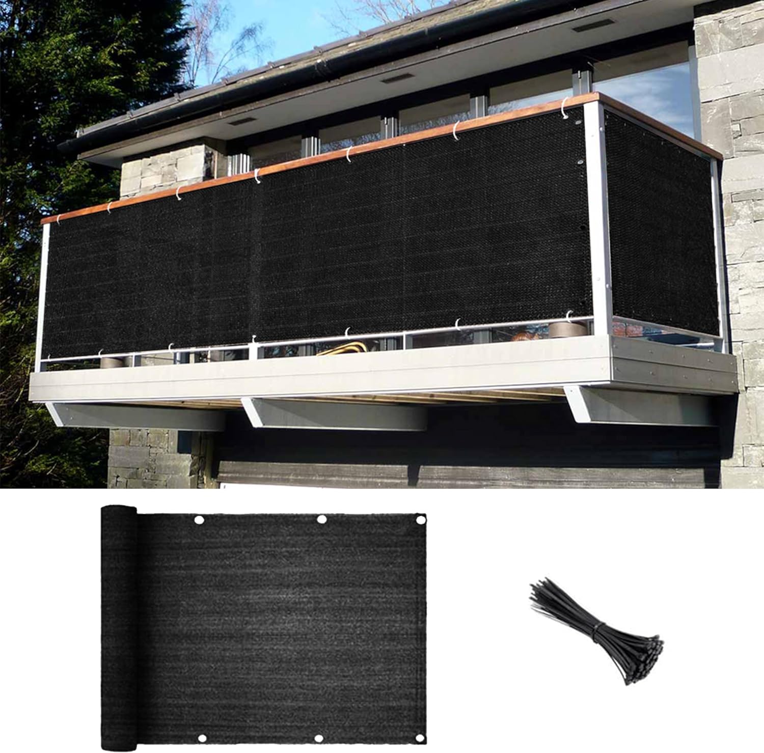 Amazon.com : MVPNET 3' x 16' Fence Privacy Screen Black Fence Covering ...