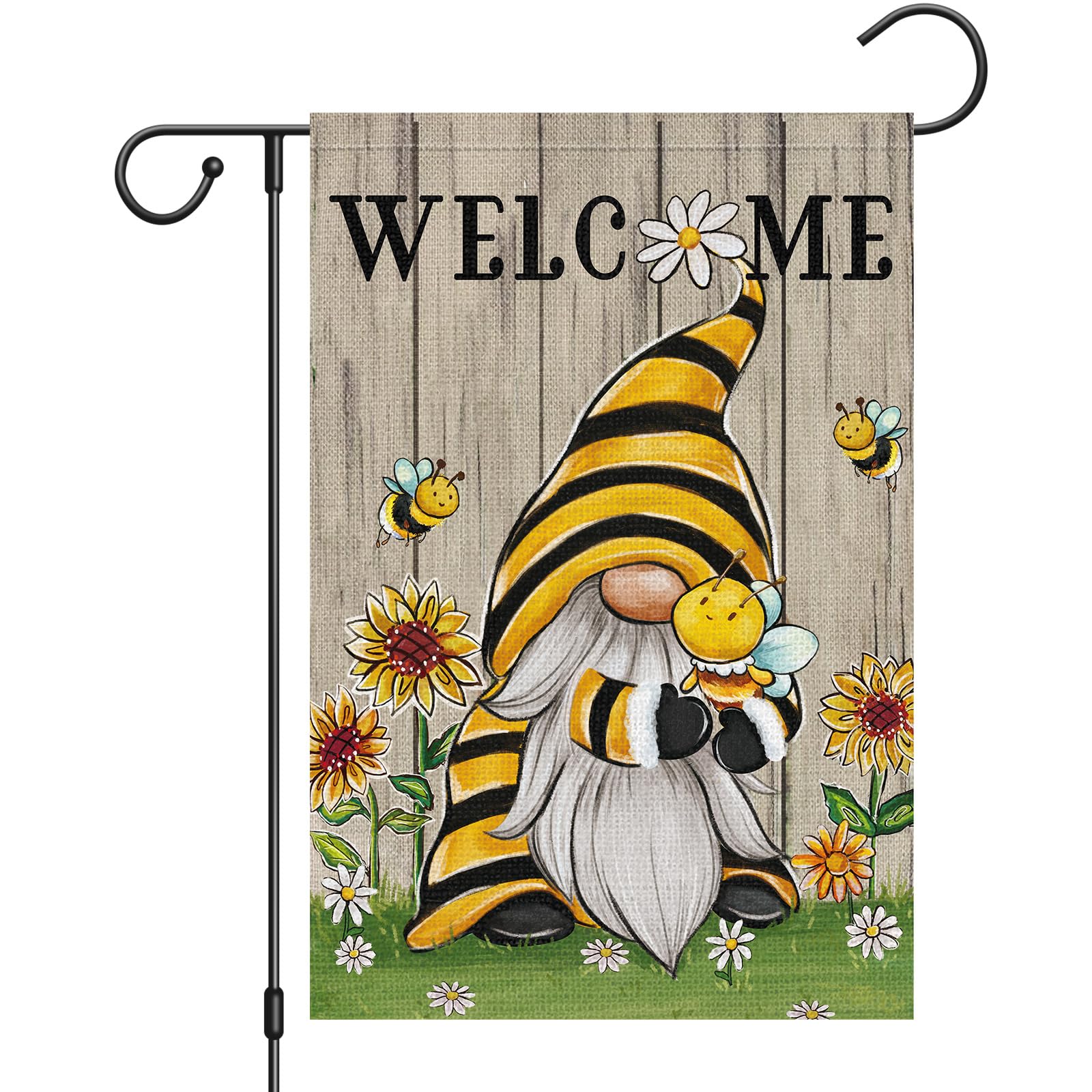 Amazon.com : Welcome Summer Gnome Garden Flag Spring Summer Bee ...
