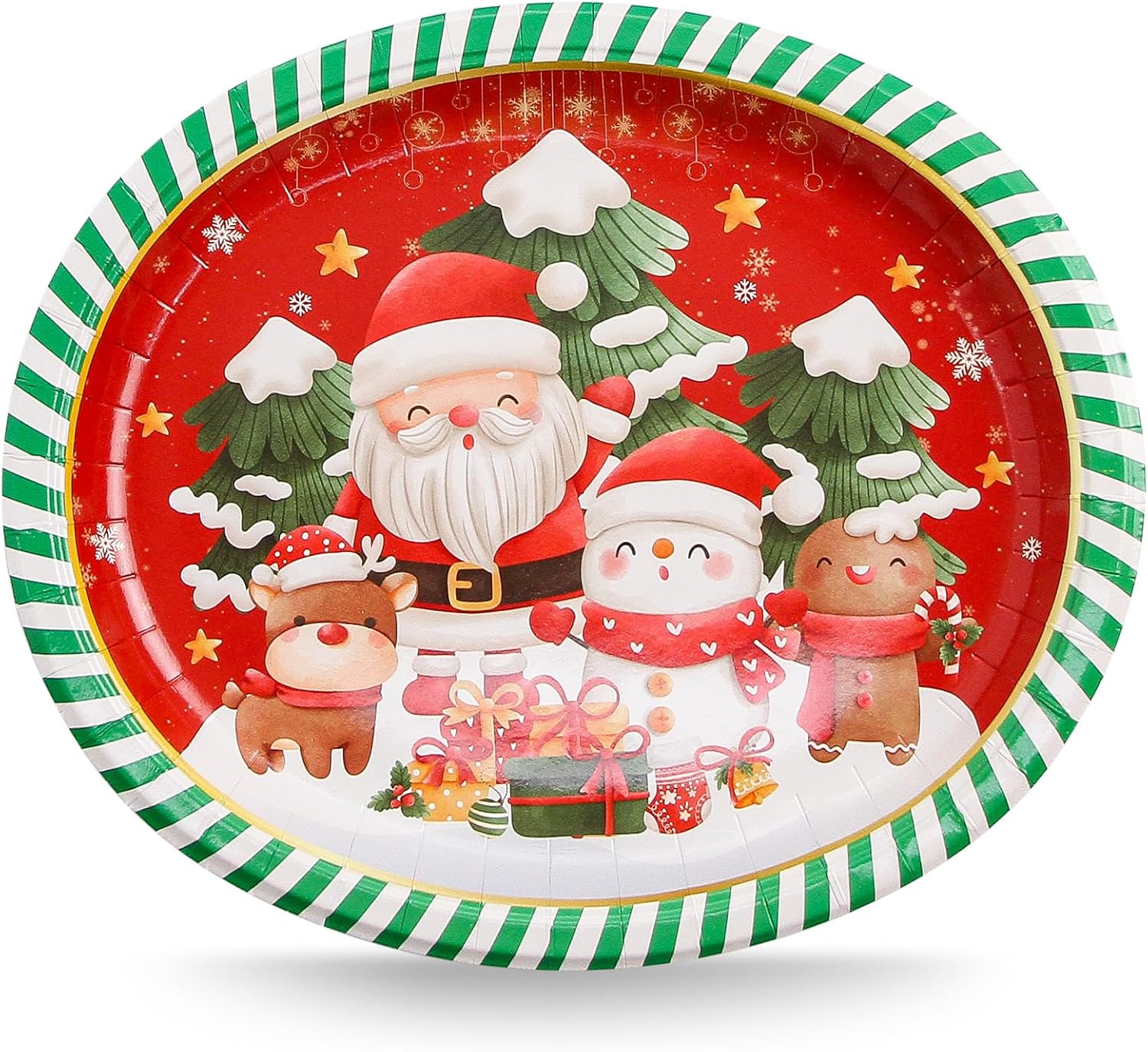 Amazon.com | ceiba tree Christmas Oval Plates 30 Pack Christmas Party ...