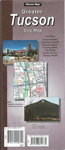 Amazon.com: Greater Tucson City Map Including Casas Adobes, Catalina ...