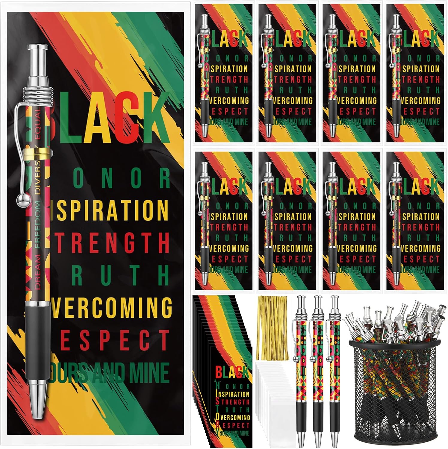 Amazon.com : Motiskyy 10 Sets Black History Month Pens Bookmarks Bulk ...