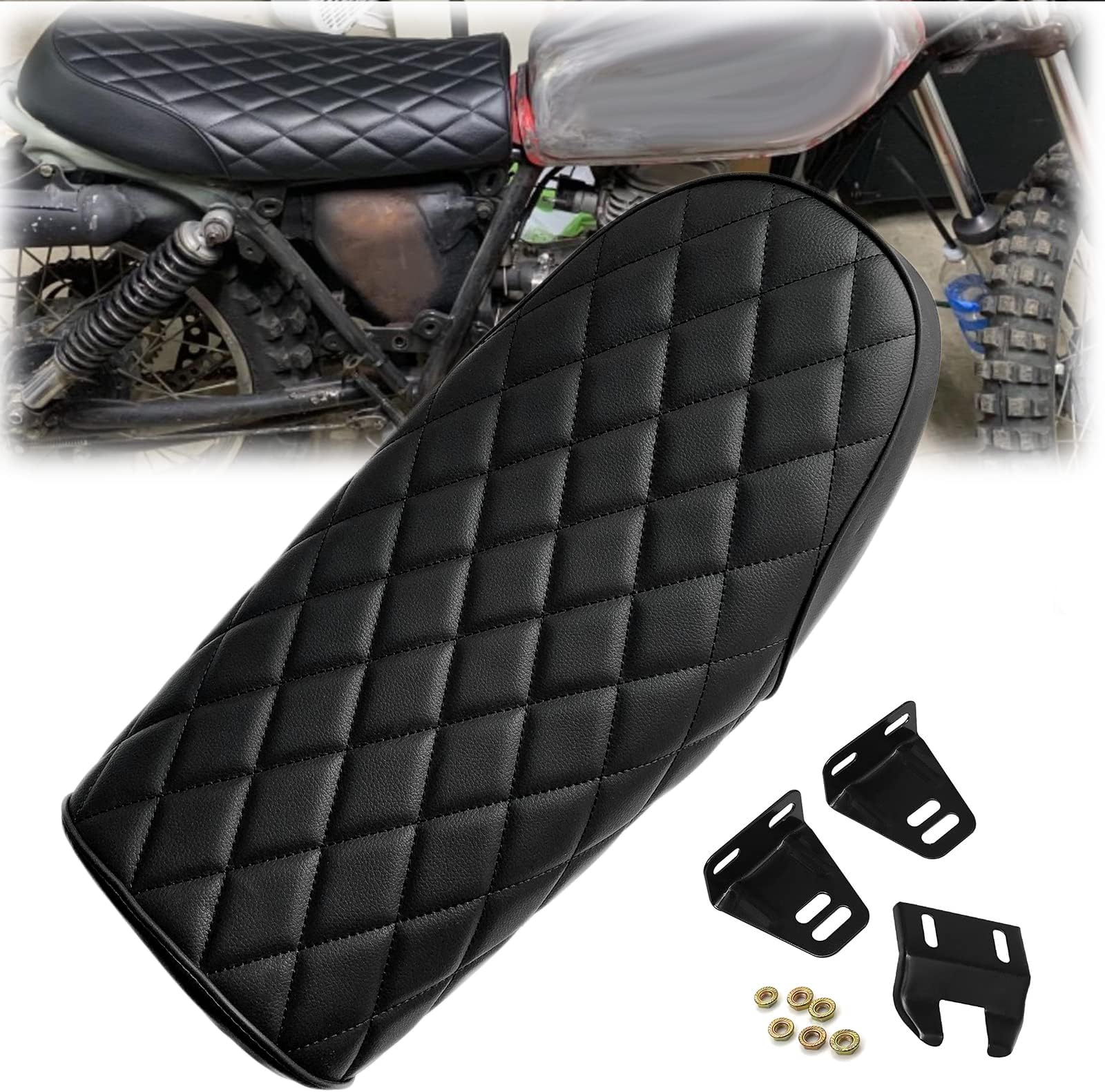 Amazon.com: DKMOTORK 0164 Motorcycle Brat Cafe Racer Vintage Saddle ...