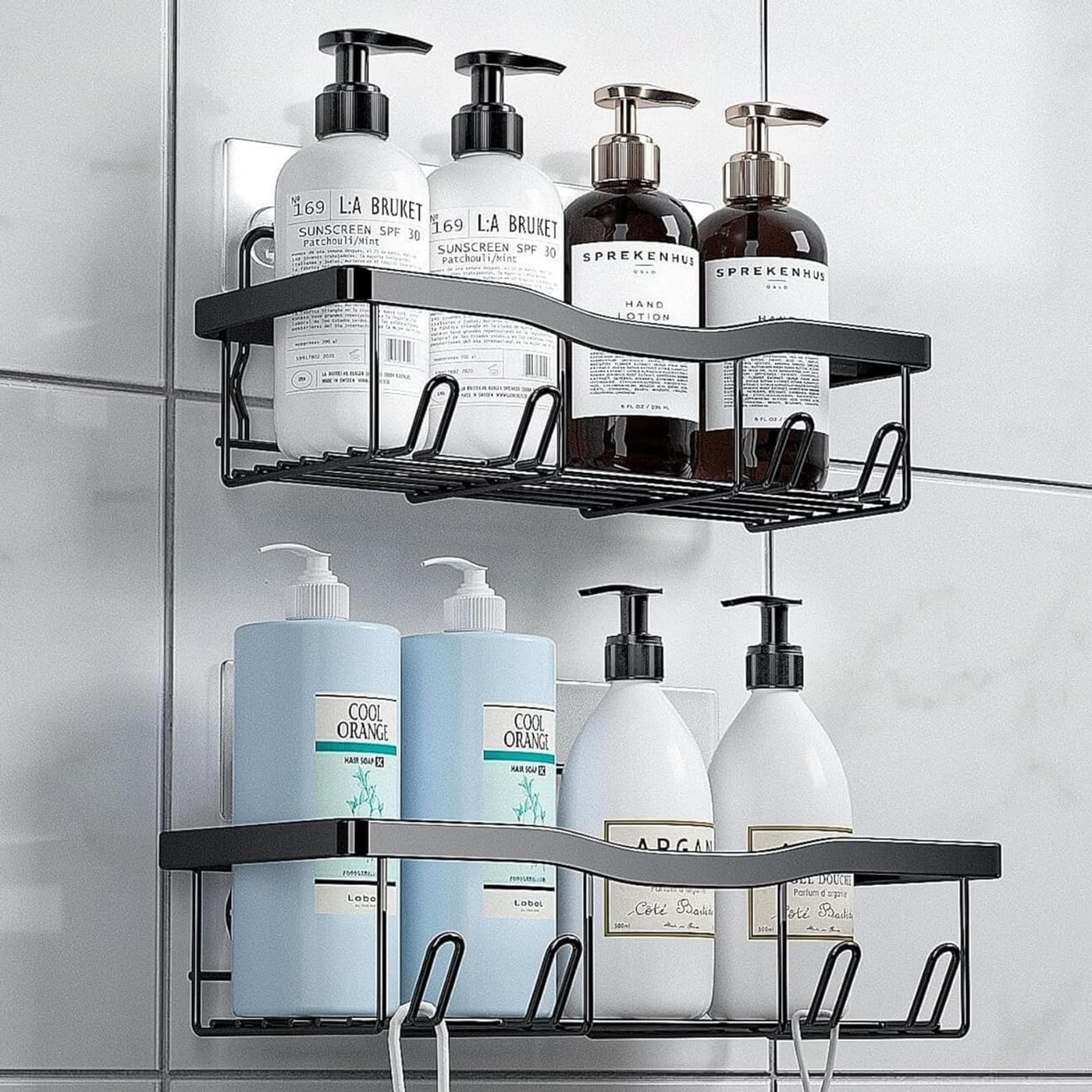 Amazon.com: KiKiRico Shower Caddy 2 Pack, Adhesive Shower Organizer ...