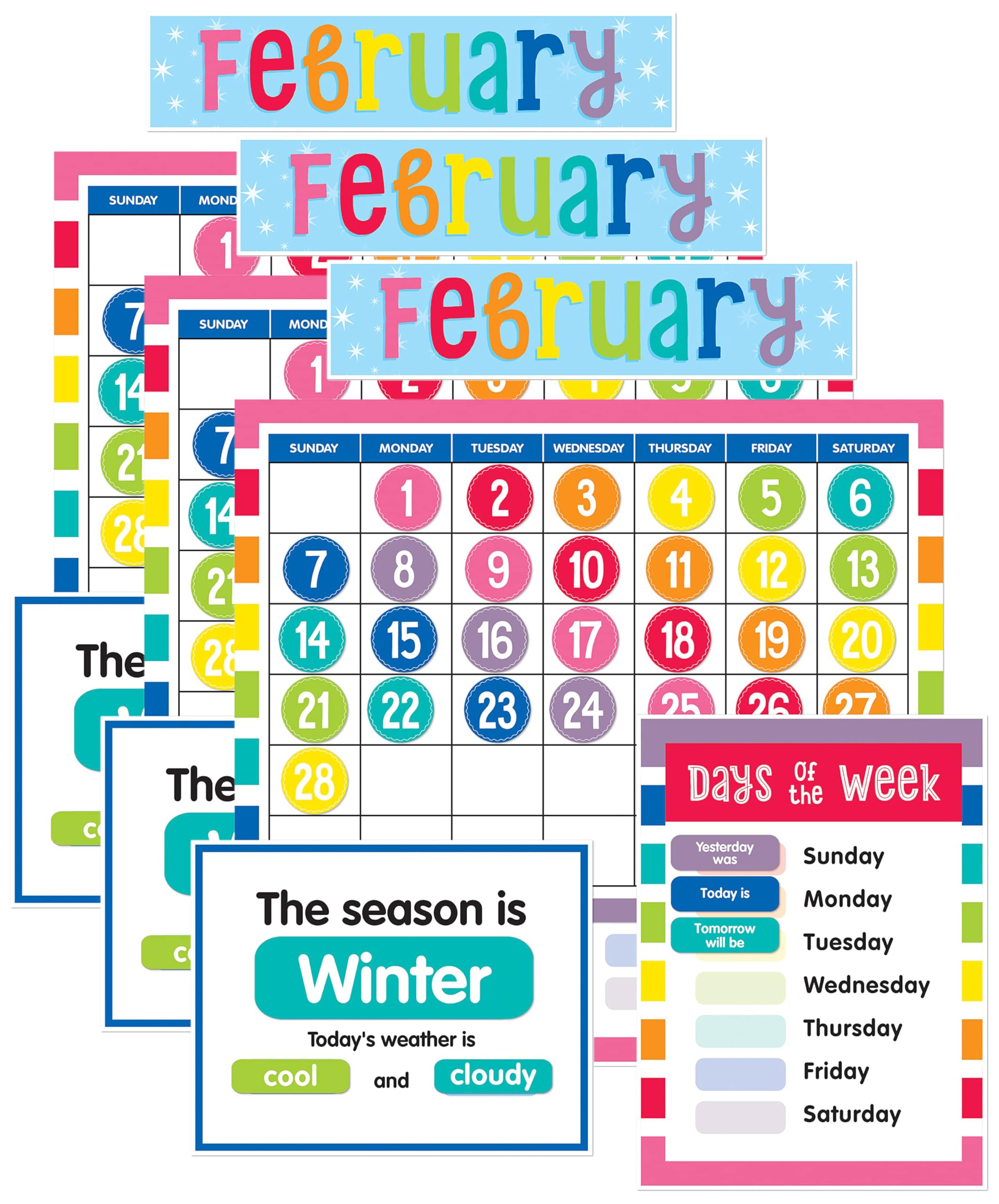 Amazon.com: Schoolgirl Style Hello Sunshine Calendar Bulletin Board Set ...