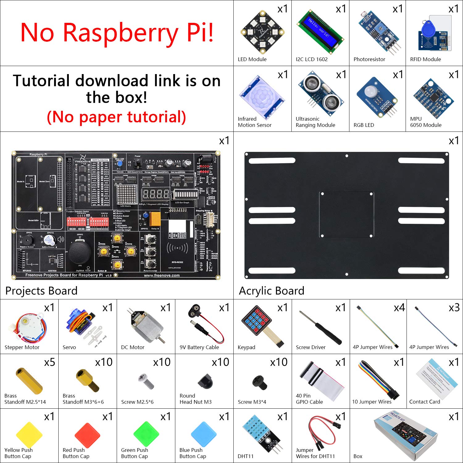 Freenove Projects Kit for Raspberry Pi 4 B 3 B+ 400, Python C Java ...