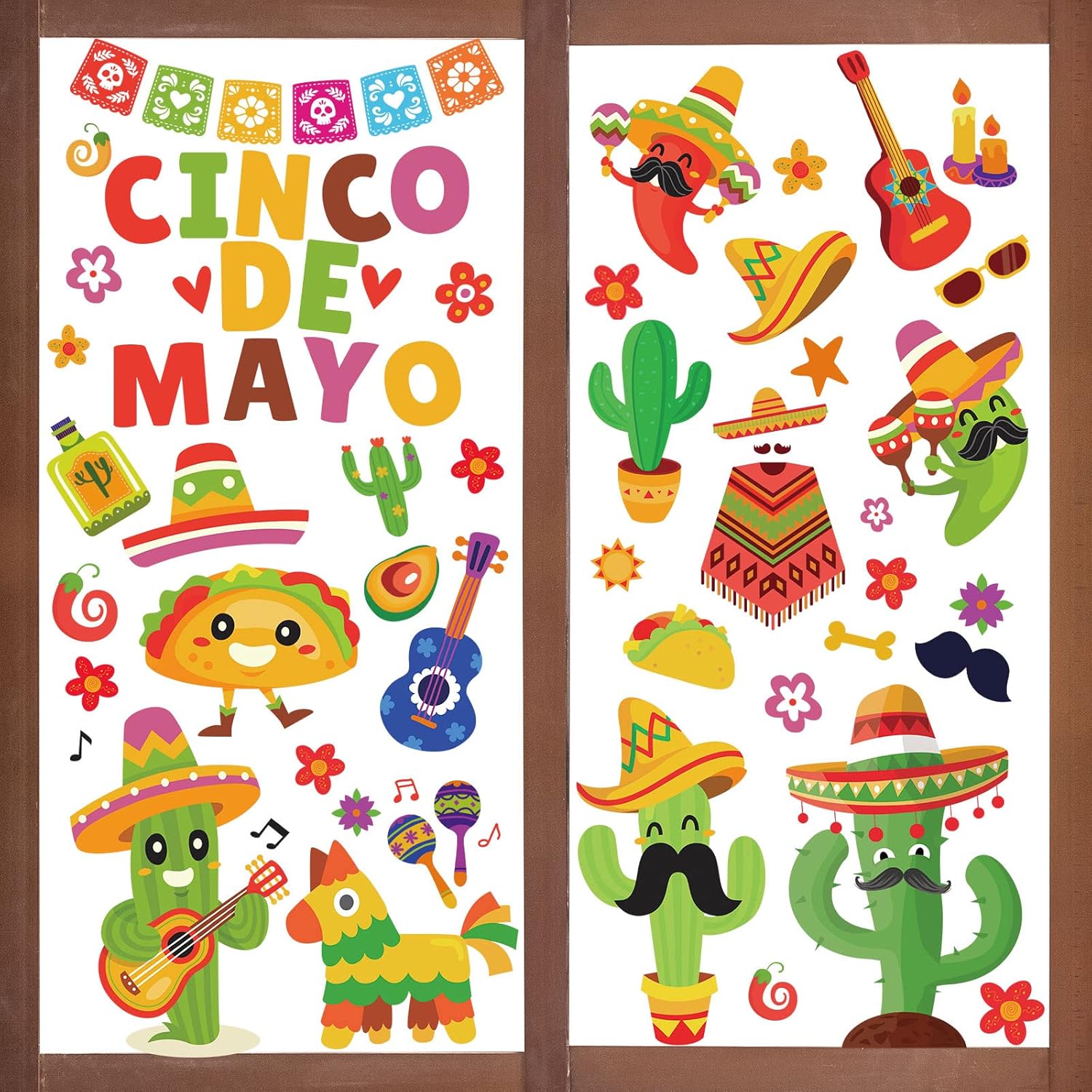 Amazon.com: Whaline Mexican Fiesta Party Window Clings Cinco De Mayo ...