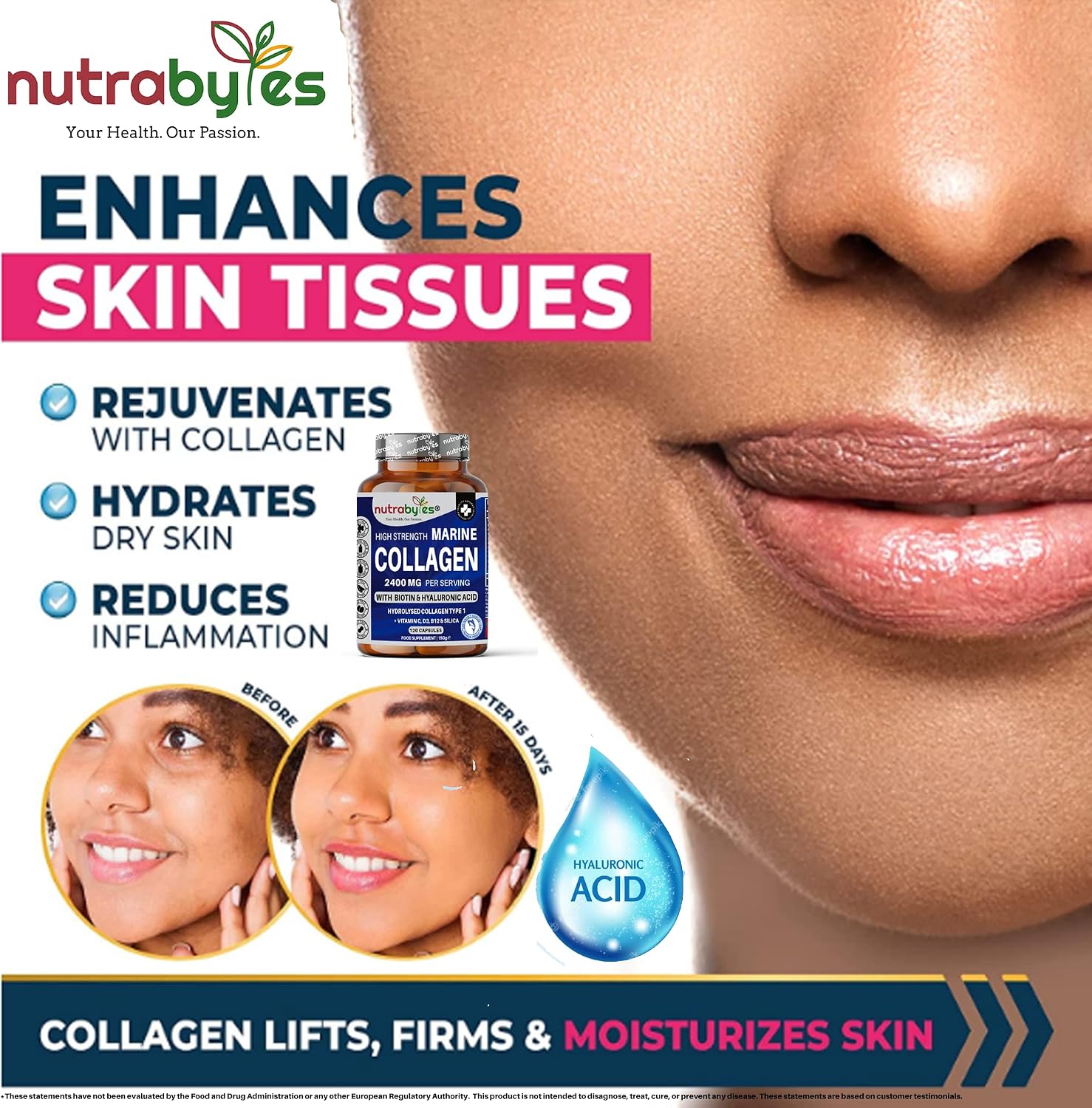 Marine Collagen 2400mg with Hyaluronic Acid 100mg, Biotin, Vitamin C ...