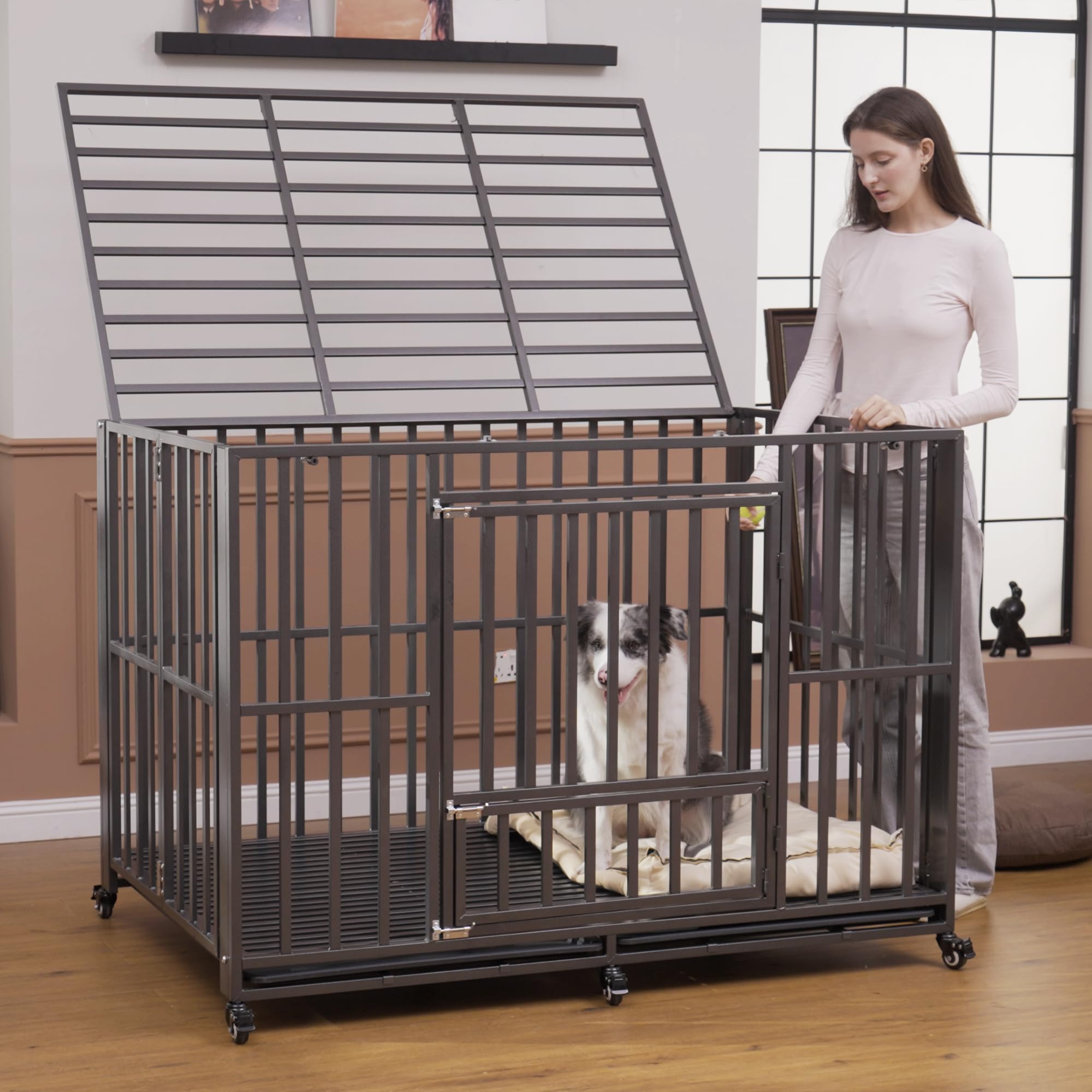 Amazon.com : Polar Aurora Heavy Duty Dog Crate, Foldable Indestructible ...