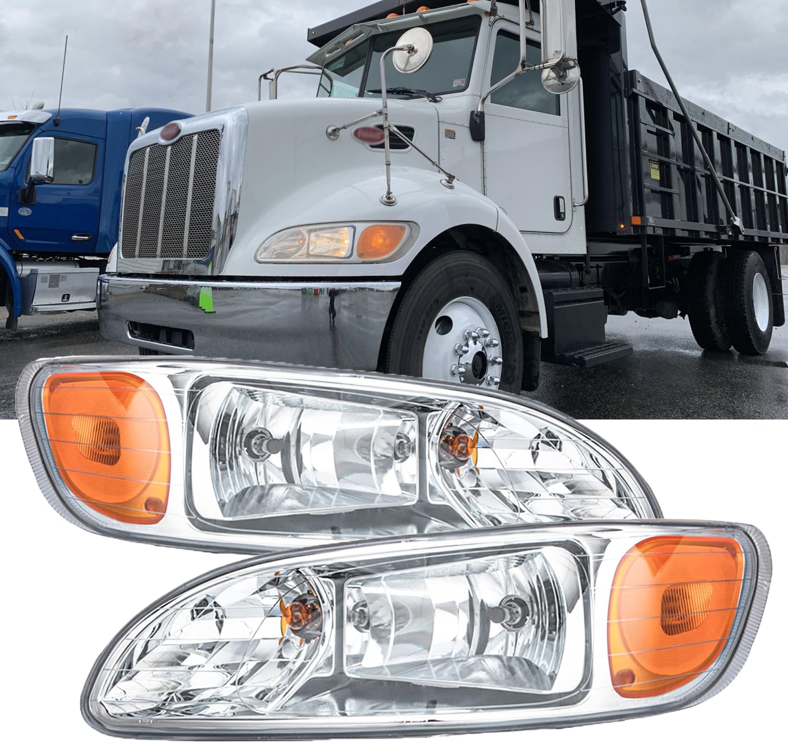 Amazon.com: Yuanone 2pcs Headlights for Peterbilt 330 335 325 384 337 ...