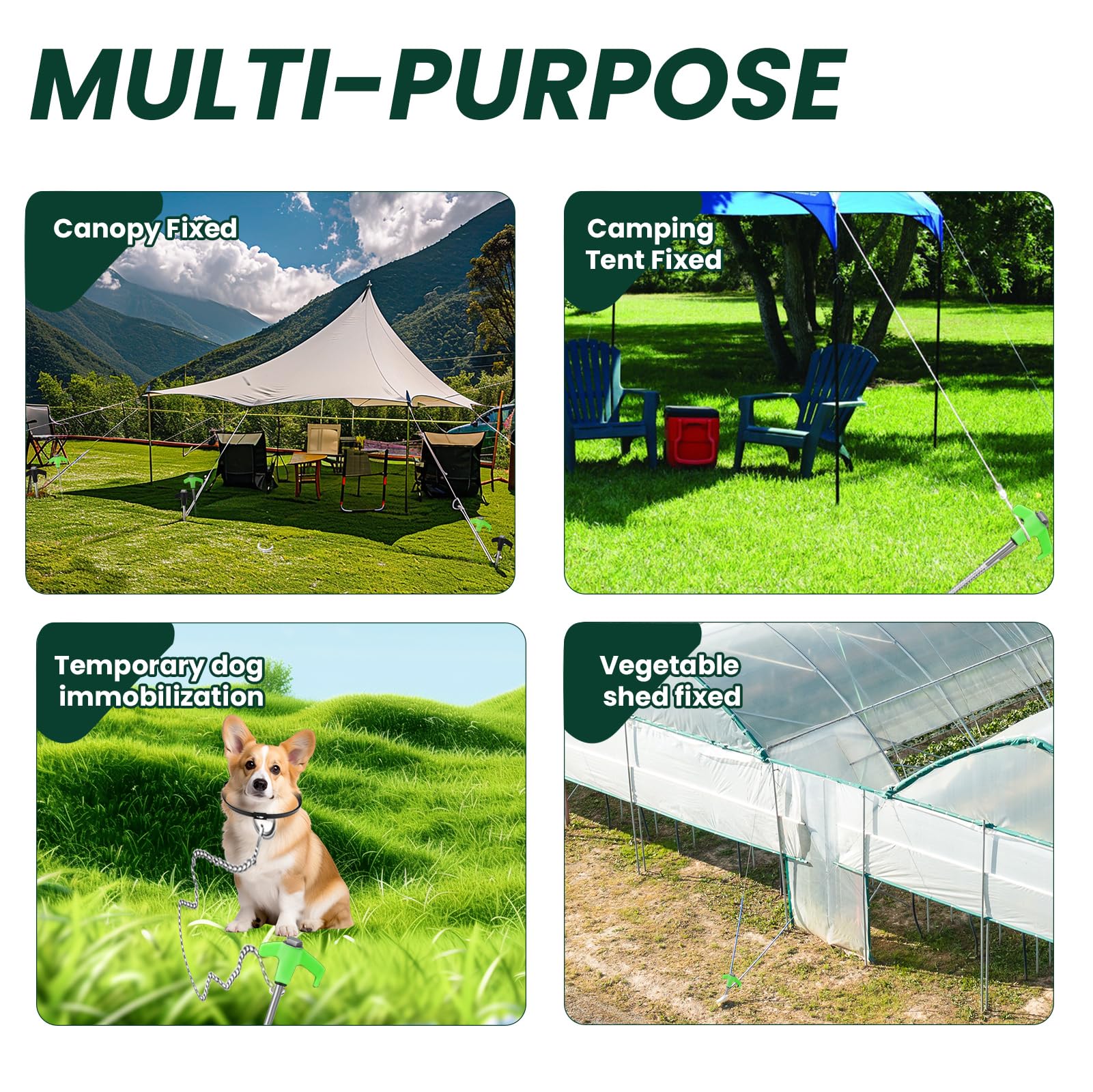 Snapklik.com : 20 Pack 8" Screw In Tent Stakes Heavy Duty- Ground ...